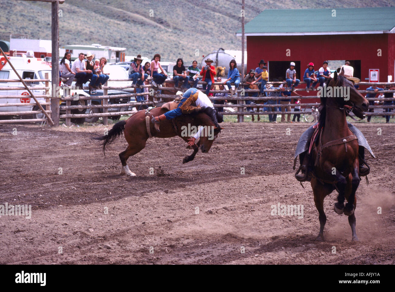 Cowboy Riding Horse In The Western Town High Resolution Stock ...