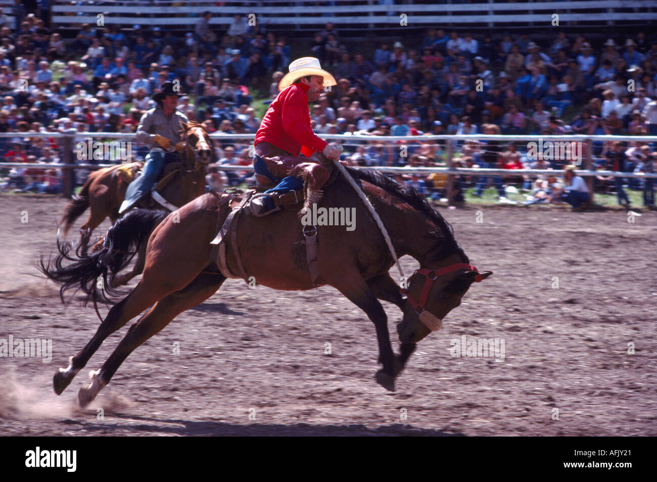 Saddle Bronc Riding at the Chopaka Rodeo in the Town of Cawston in the ...