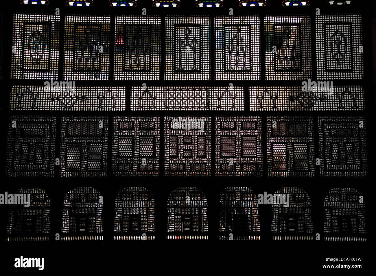 A traditional islamic wooden screen in a restored Mamluk house at Bei ...