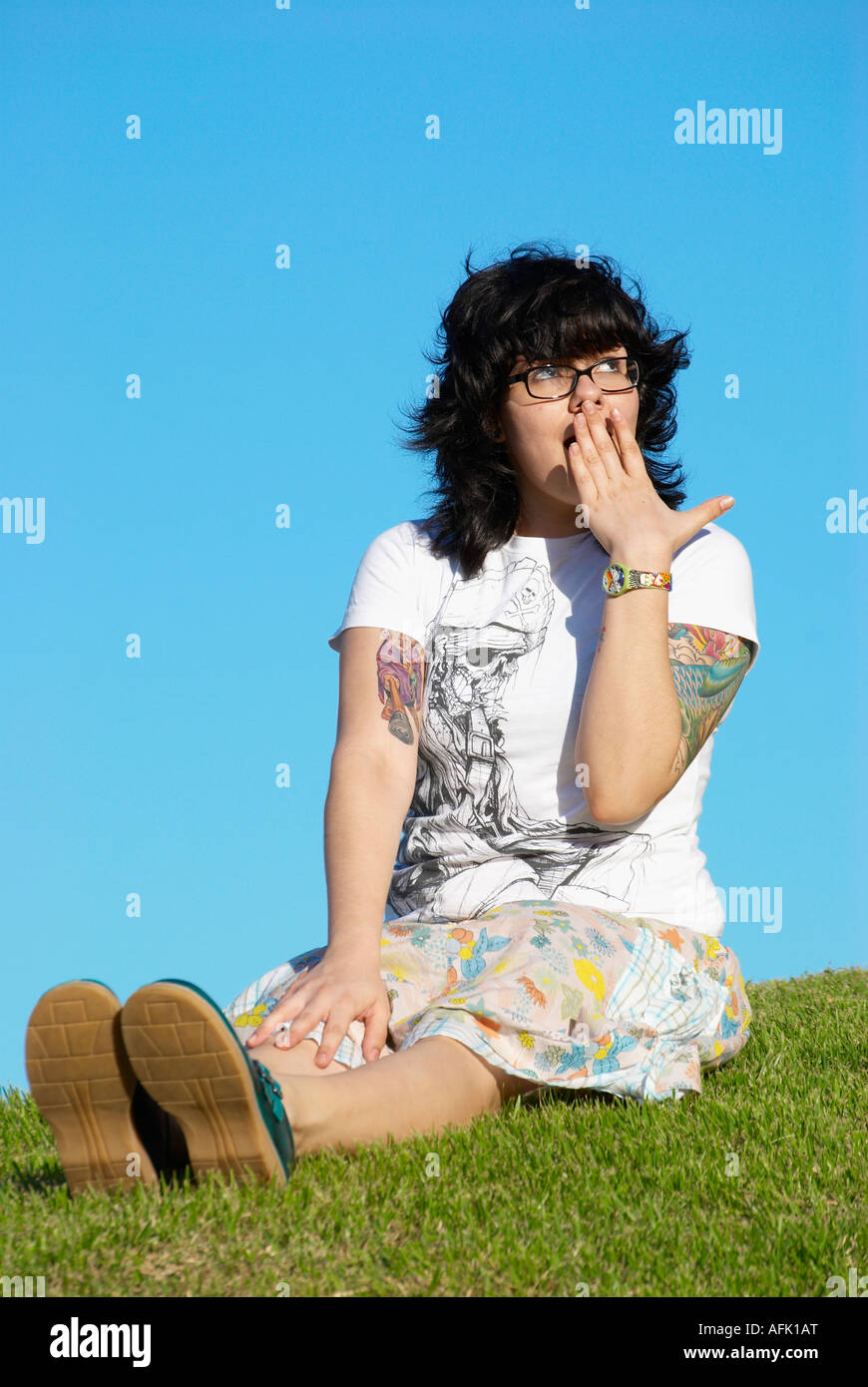 Young woman being playful Stock Photo - Alamy