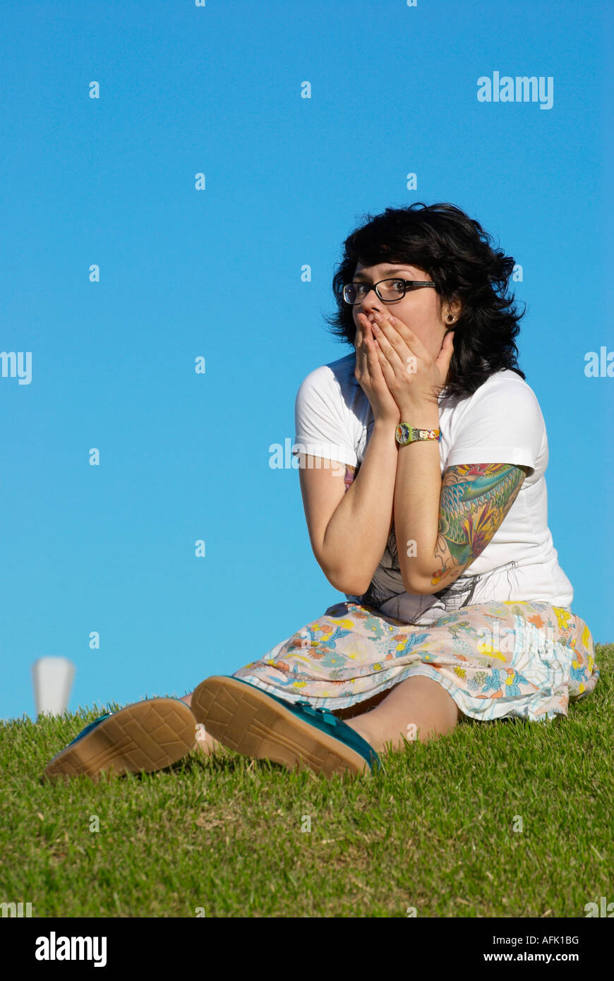 Young woman being playful Stock Photo - Alamy