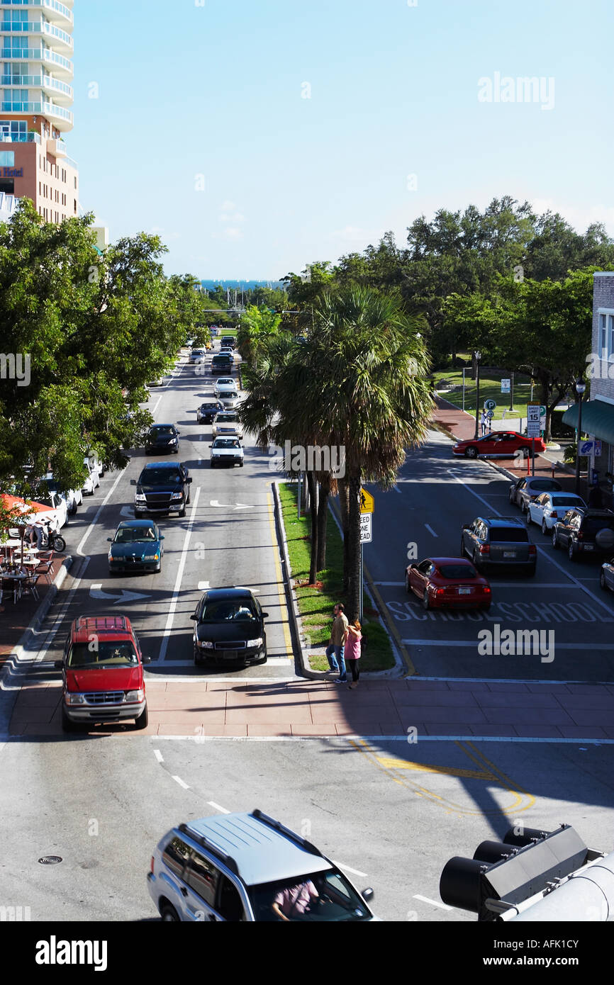 Street scene from above, Miami Stock Photo - Alamy