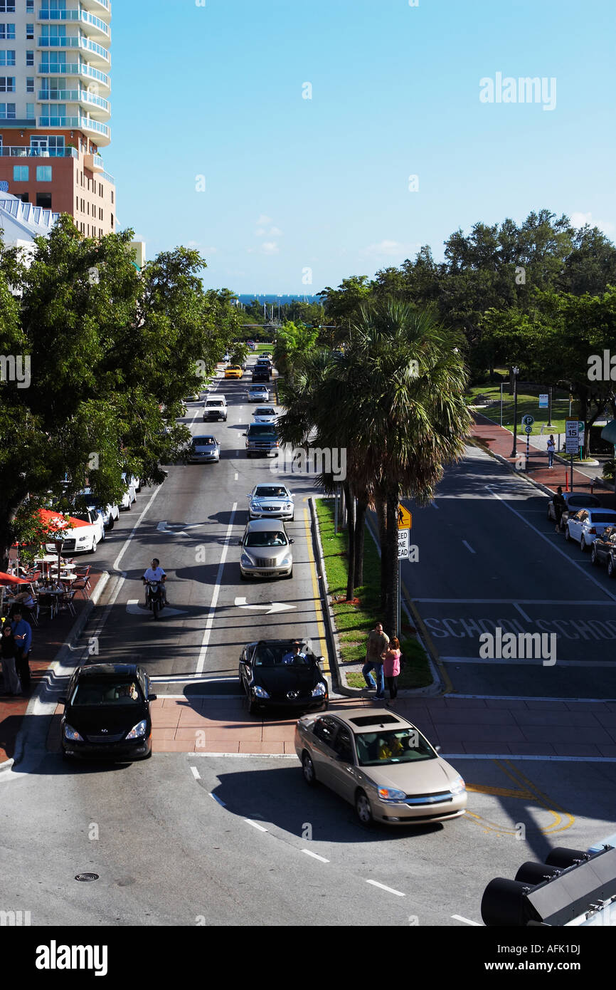 Street scene from above, Miami Stock Photo - Alamy