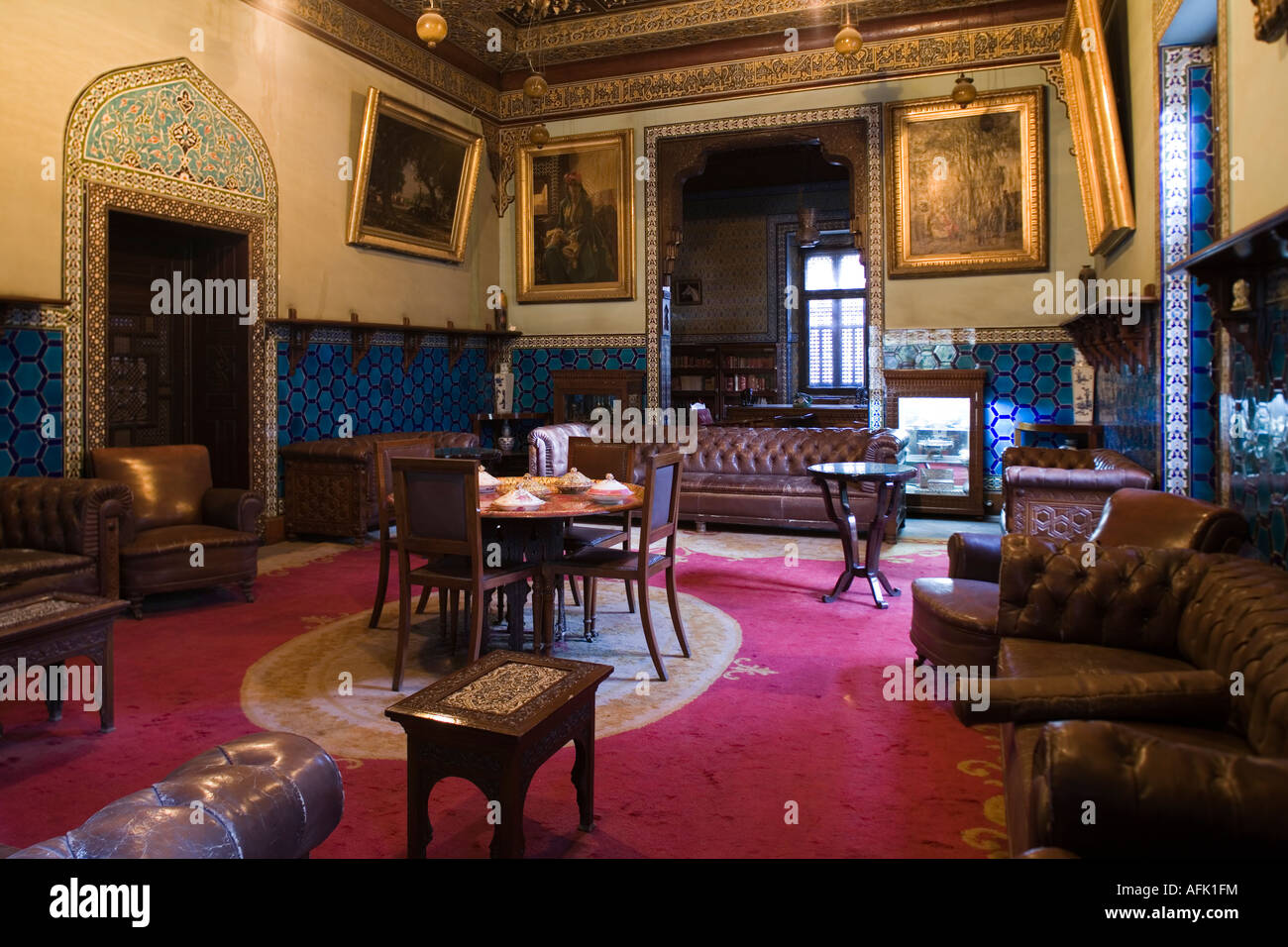 Interior of the Manyal Palace on Roda island in the middle of the Nile ...