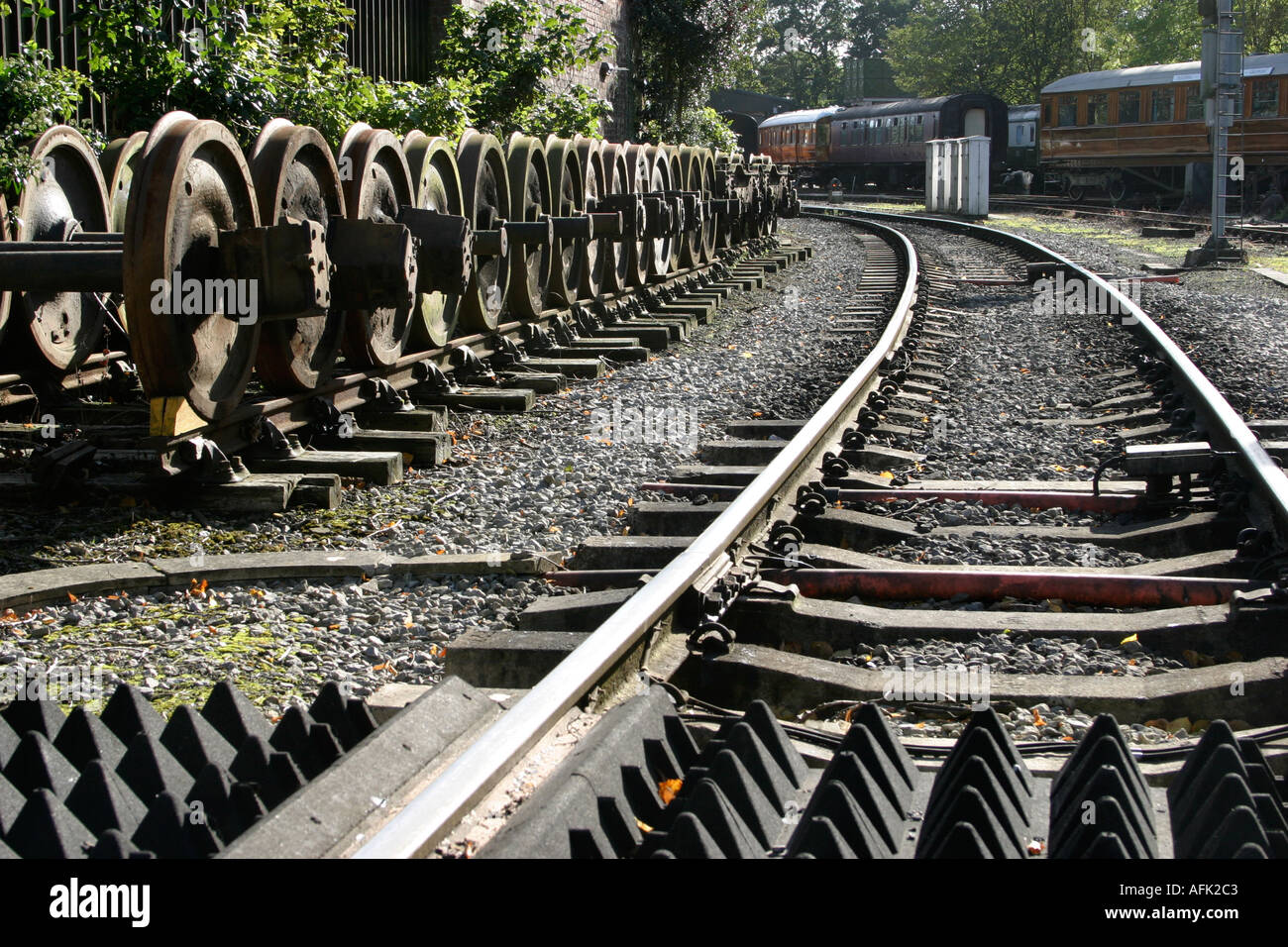 train track sidings on the north yorkshire railway Stock Photo - Alamy