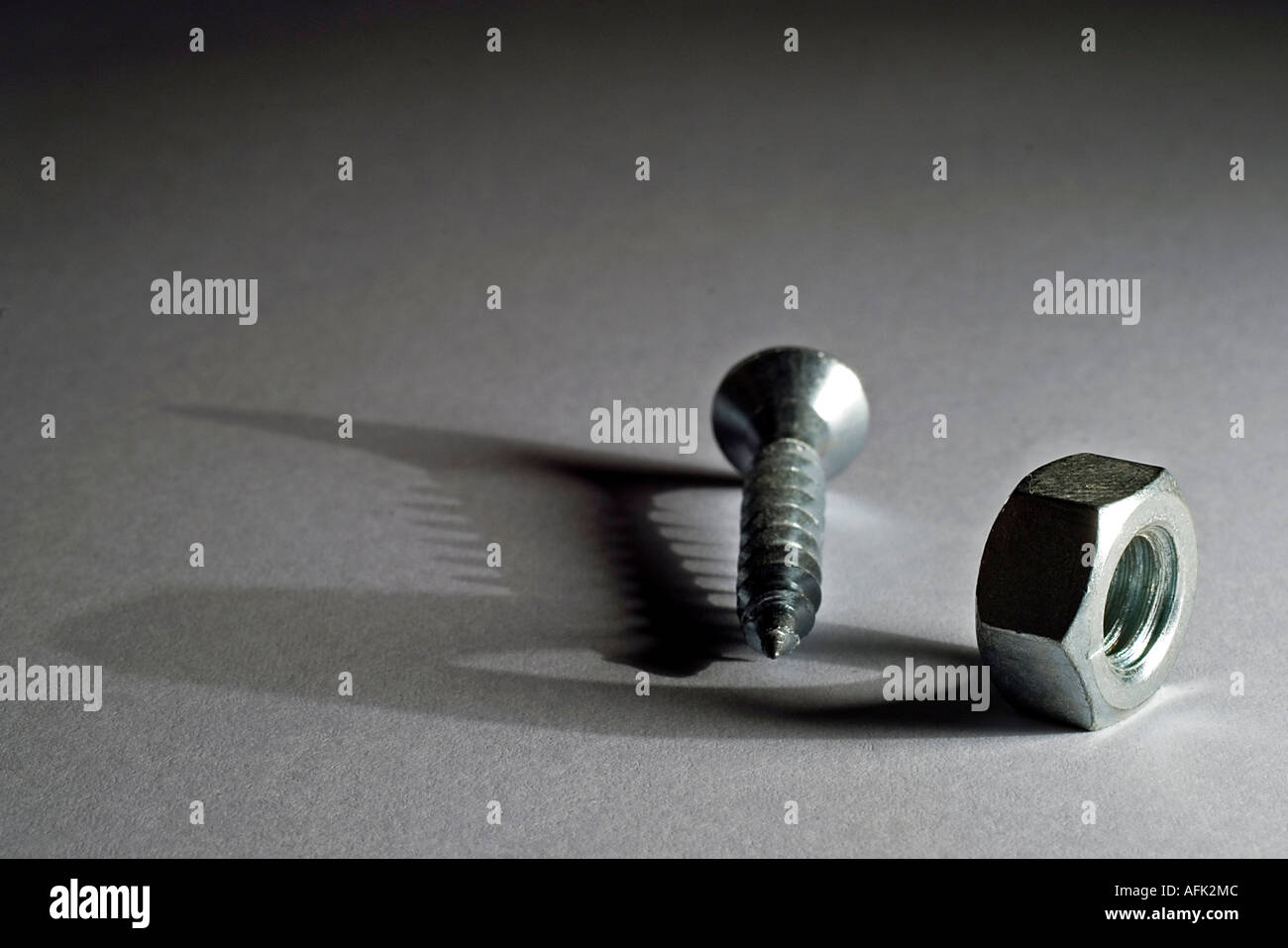 black and white Screw and bolt on white background with shadows Stock ...