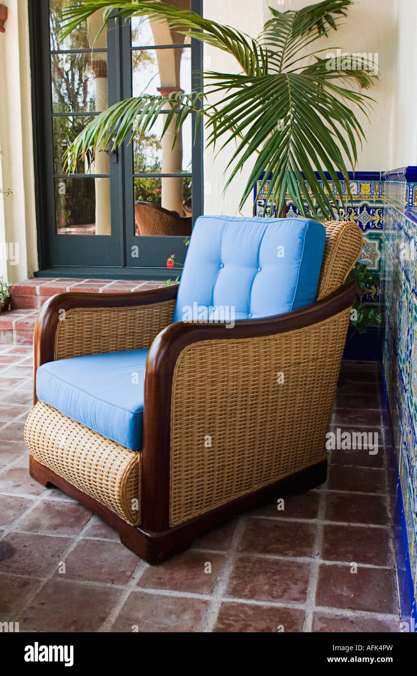Outdoor patio chairs with Spaniard tile Stock Photo - Alamy