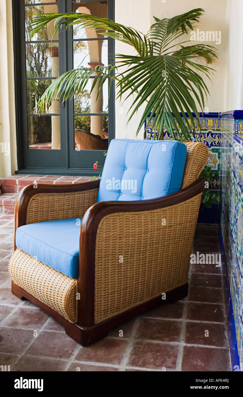 Outdoor patio chairs with Spaniard tile Stock Photo - Alamy
