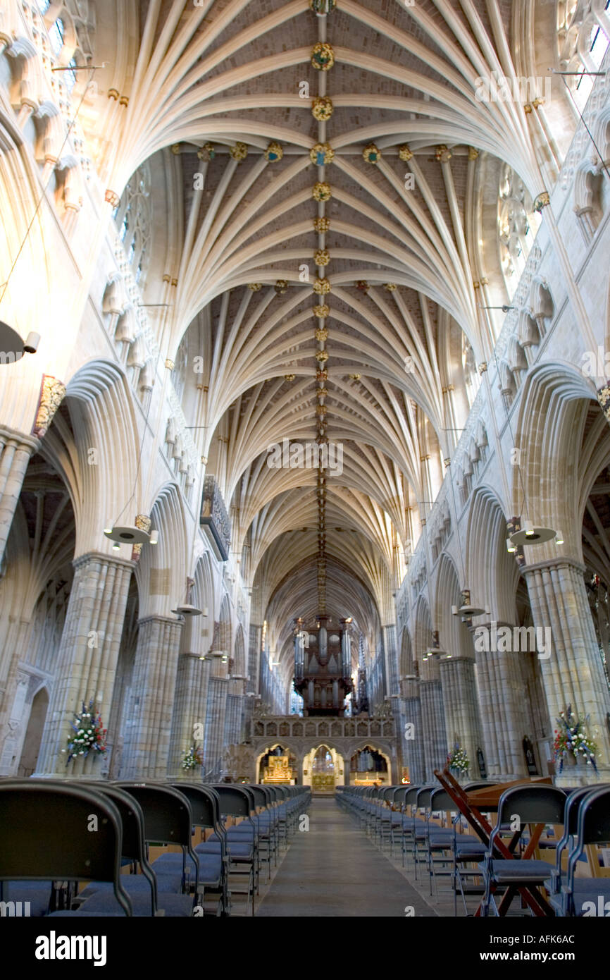 Exeter Cathedral showing grand roof structure Stock Photo - Alamy