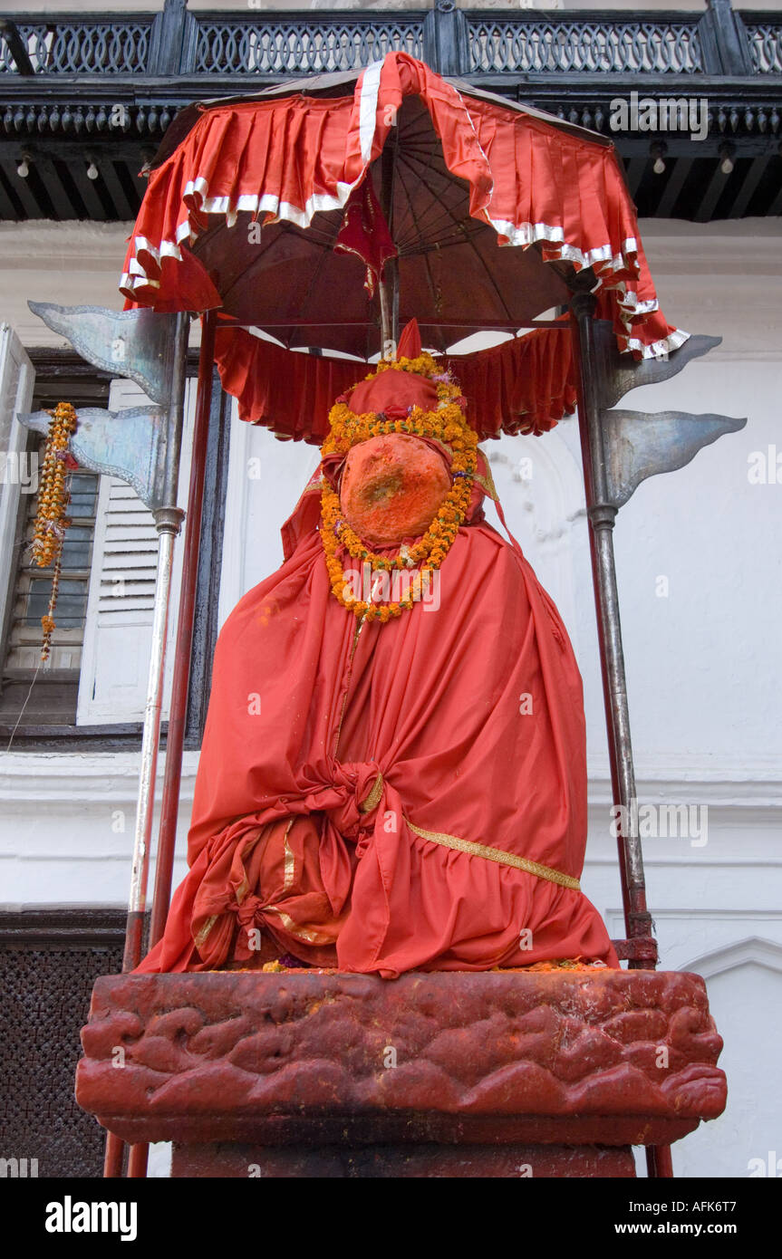 the red covered monkey god godness figure at Patan Durbar Square ...