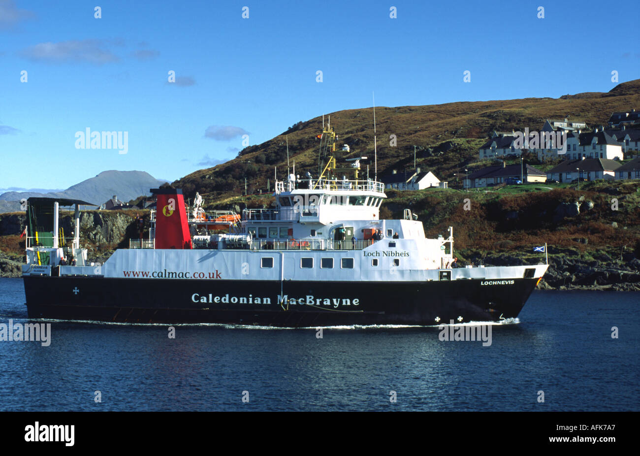 Caledonian MacBrayne Motor vessel Loch Nevis entering Mallaig harbour ...