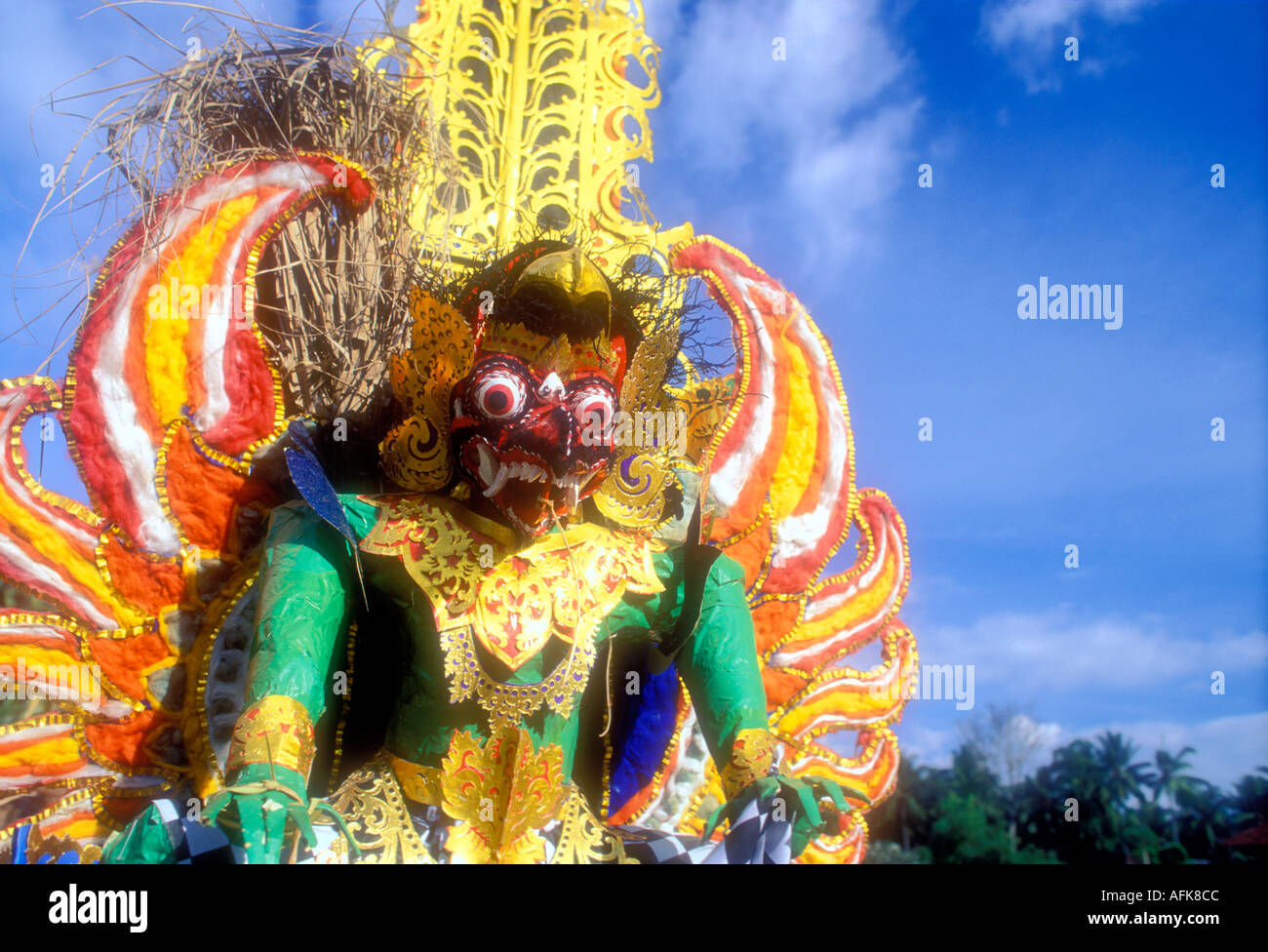 Balinese Garuda in a royal funeral procession on the island of Bali in ...