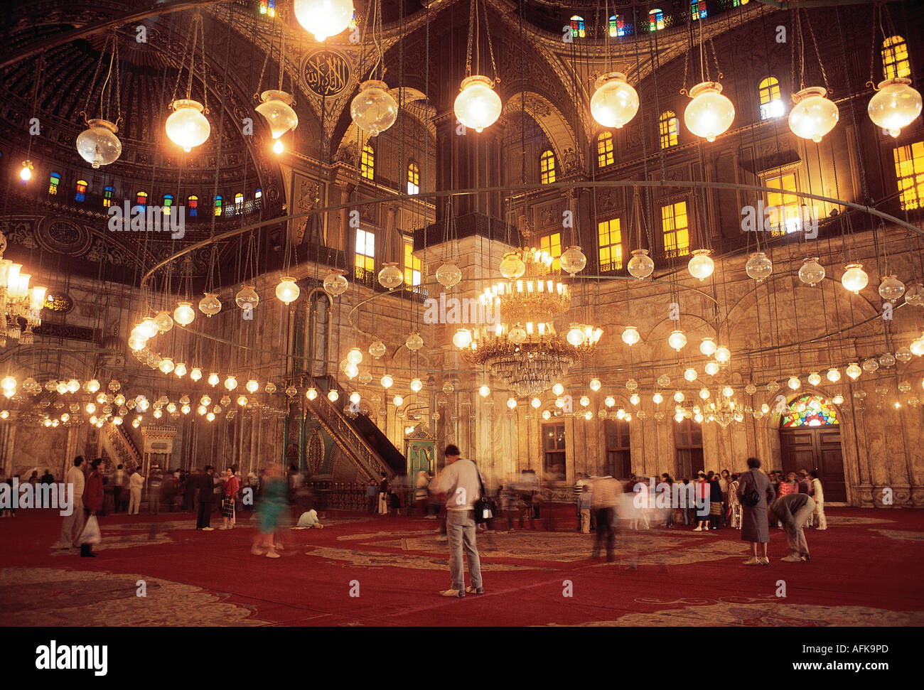 The interior of the Mohammed Ali Mosque The Citadel Cairo Egypt Stock ...