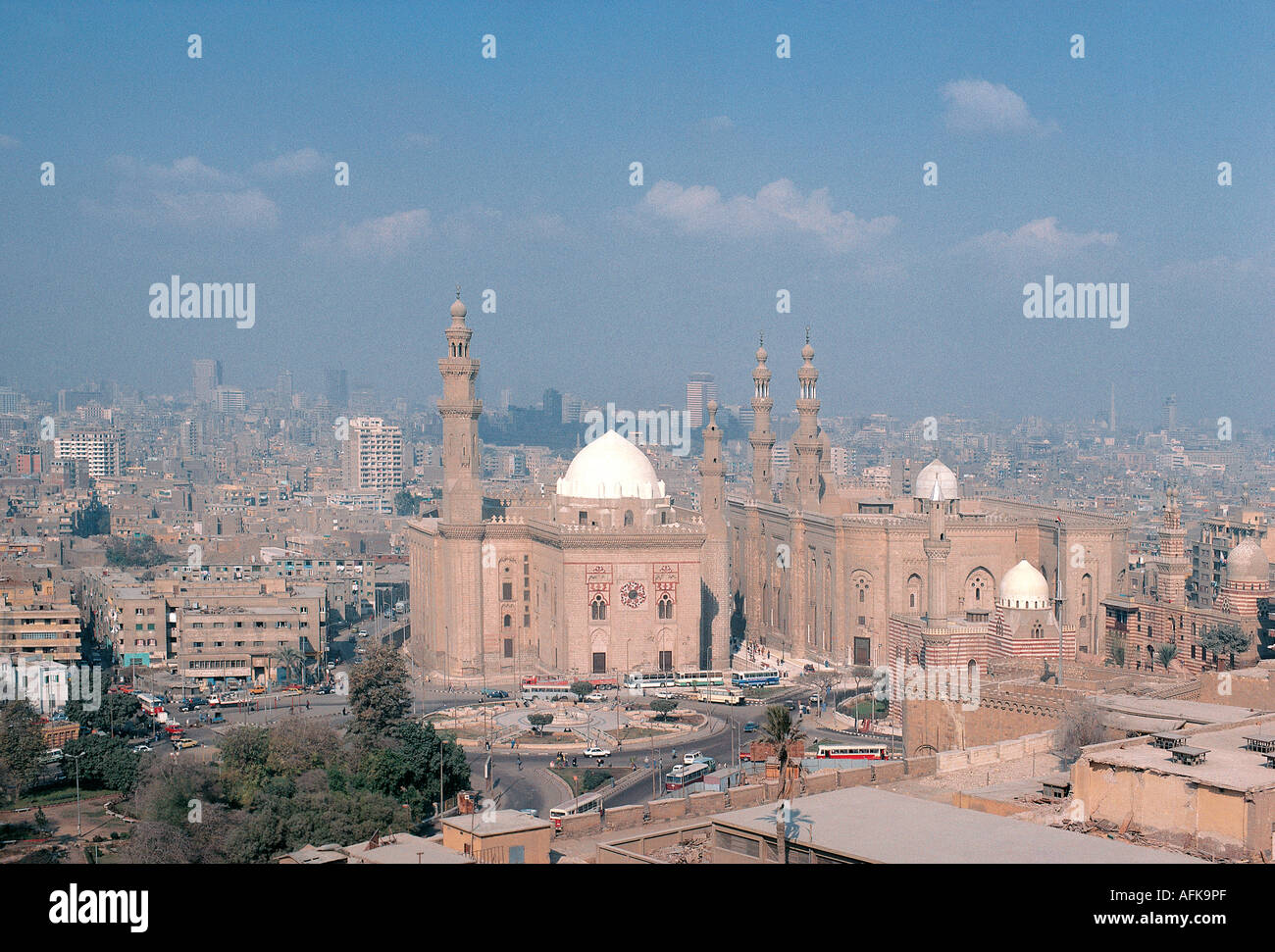 Sultan Hassan Mosque on the left and Rifei Mosque on the right seen ...