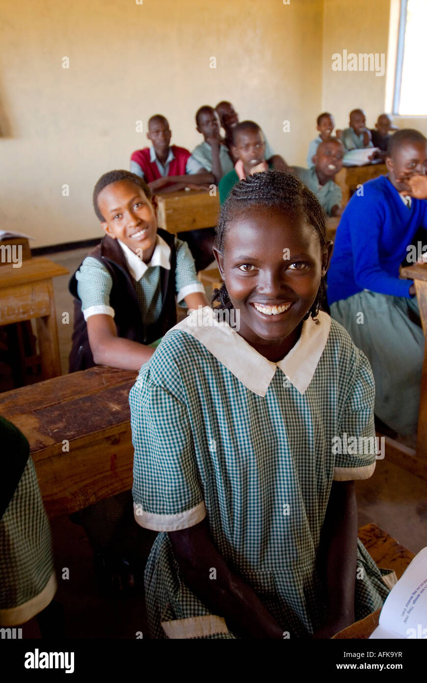 A young student in her classsroom at the local school, Lewa Conservancy ...