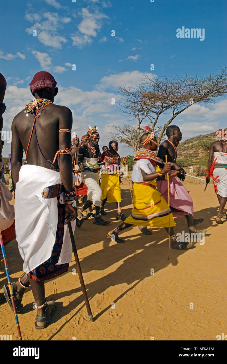 Young Samburu perform a ritual dance and jump usually late in the ...
