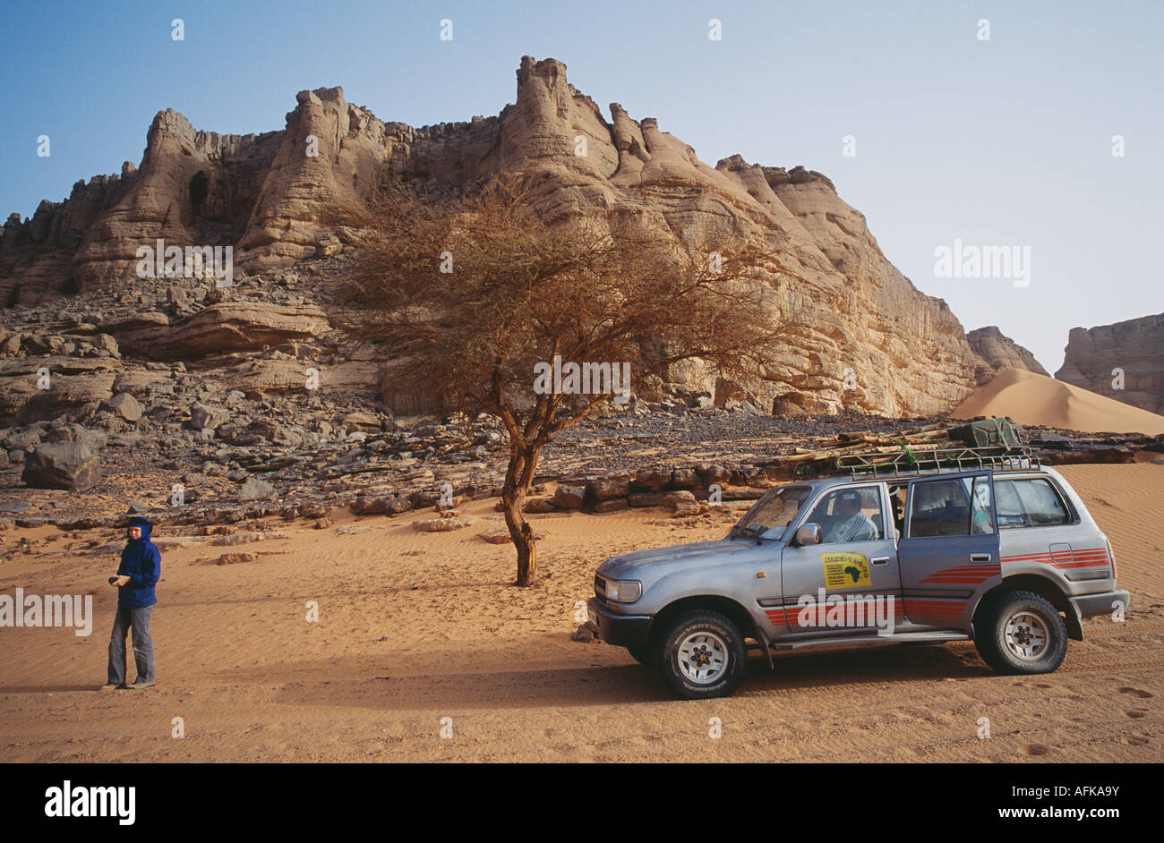 Photo opportunity stop in the Jebel Acacus (Acacus Mountains) in the ...