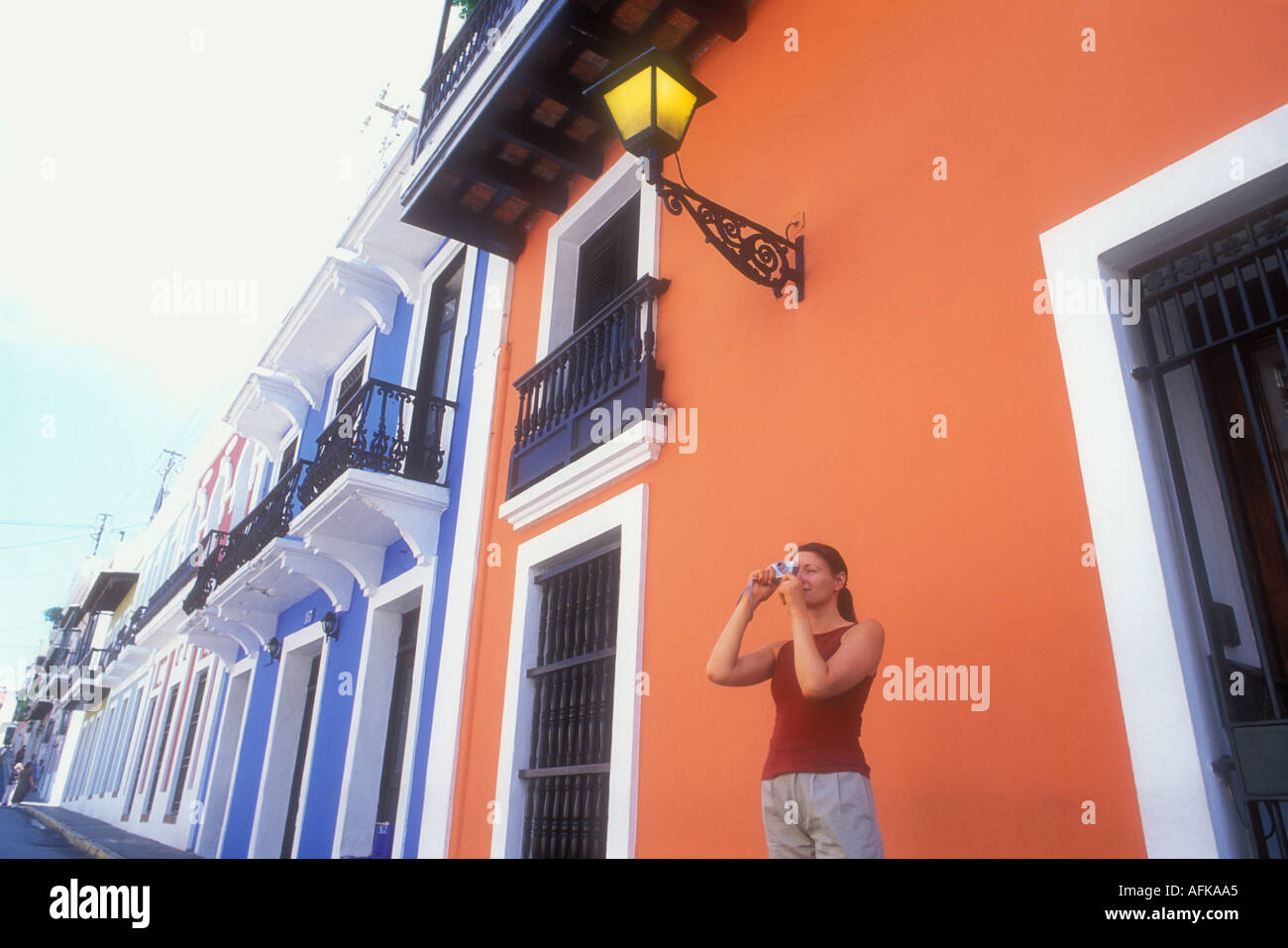 Woman taking photos in Old San Juan Puerto Rico Caribbean Model ...