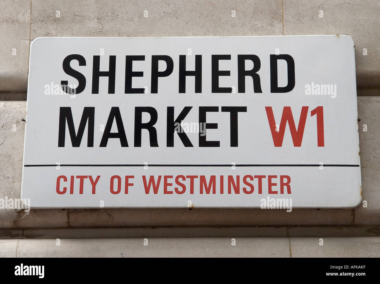 Shepherd Market street road sign for City of Westminster London W1 ...