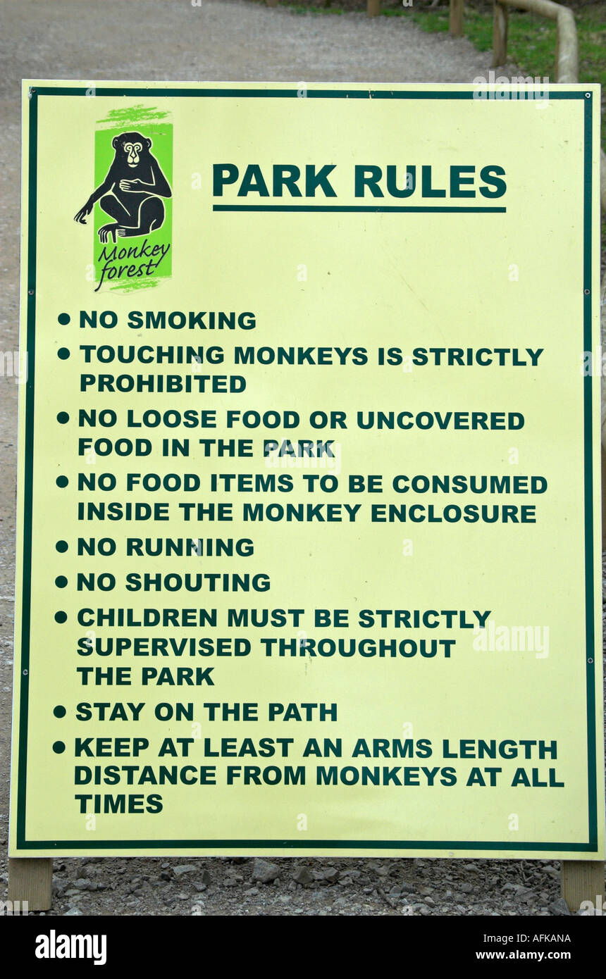 Sign at Monkey Forest, Trentham Gardens Stock Photo - Alamy