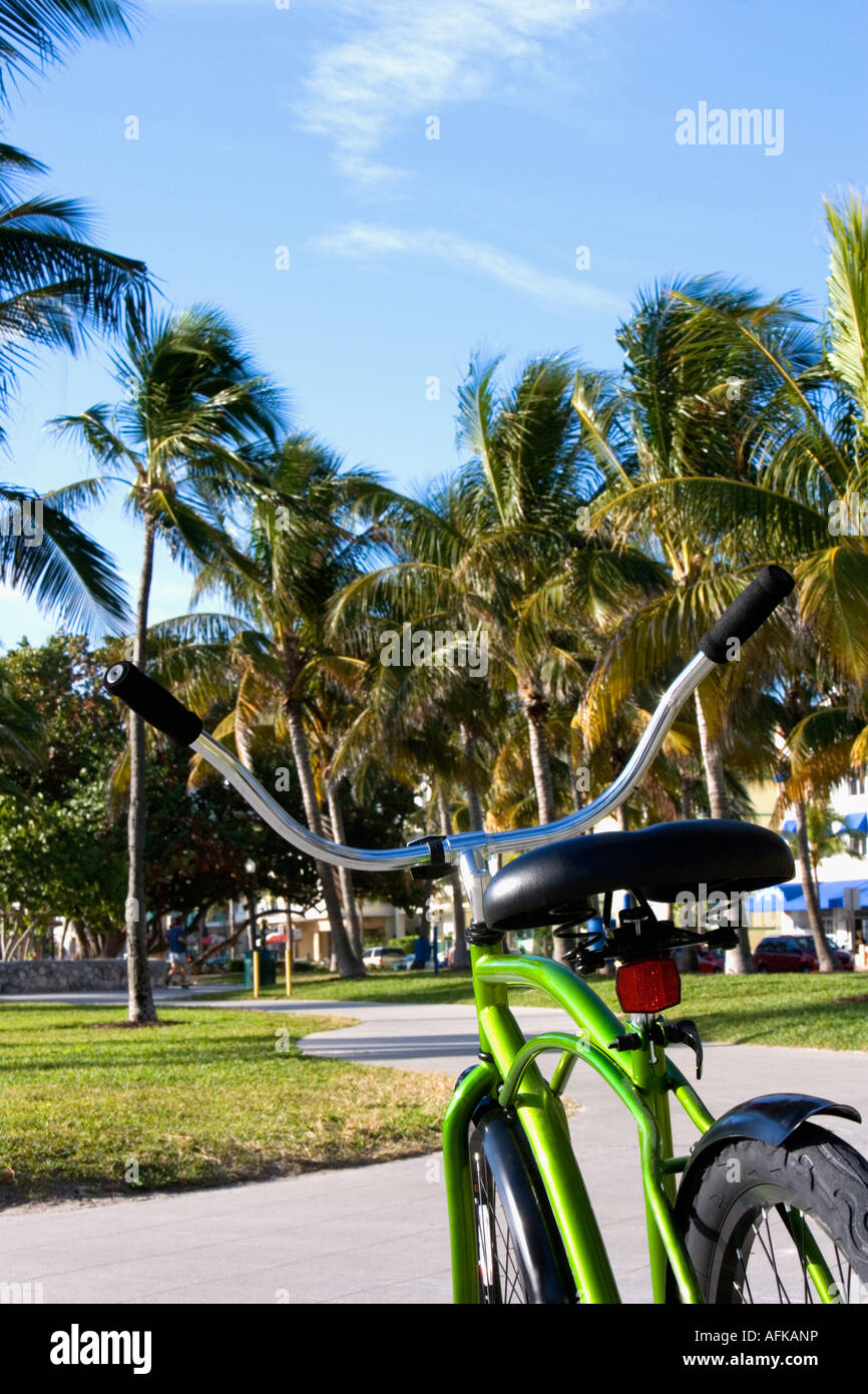 Bicycle on path in park Stock Photo - Alamy