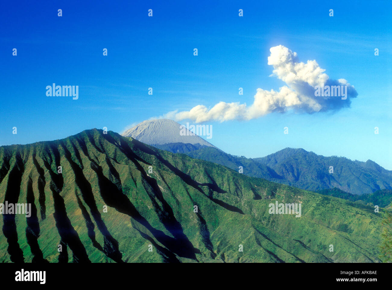 Volcanos Mount Semeru and Mount Bromo in Central Java Indonesia ...
