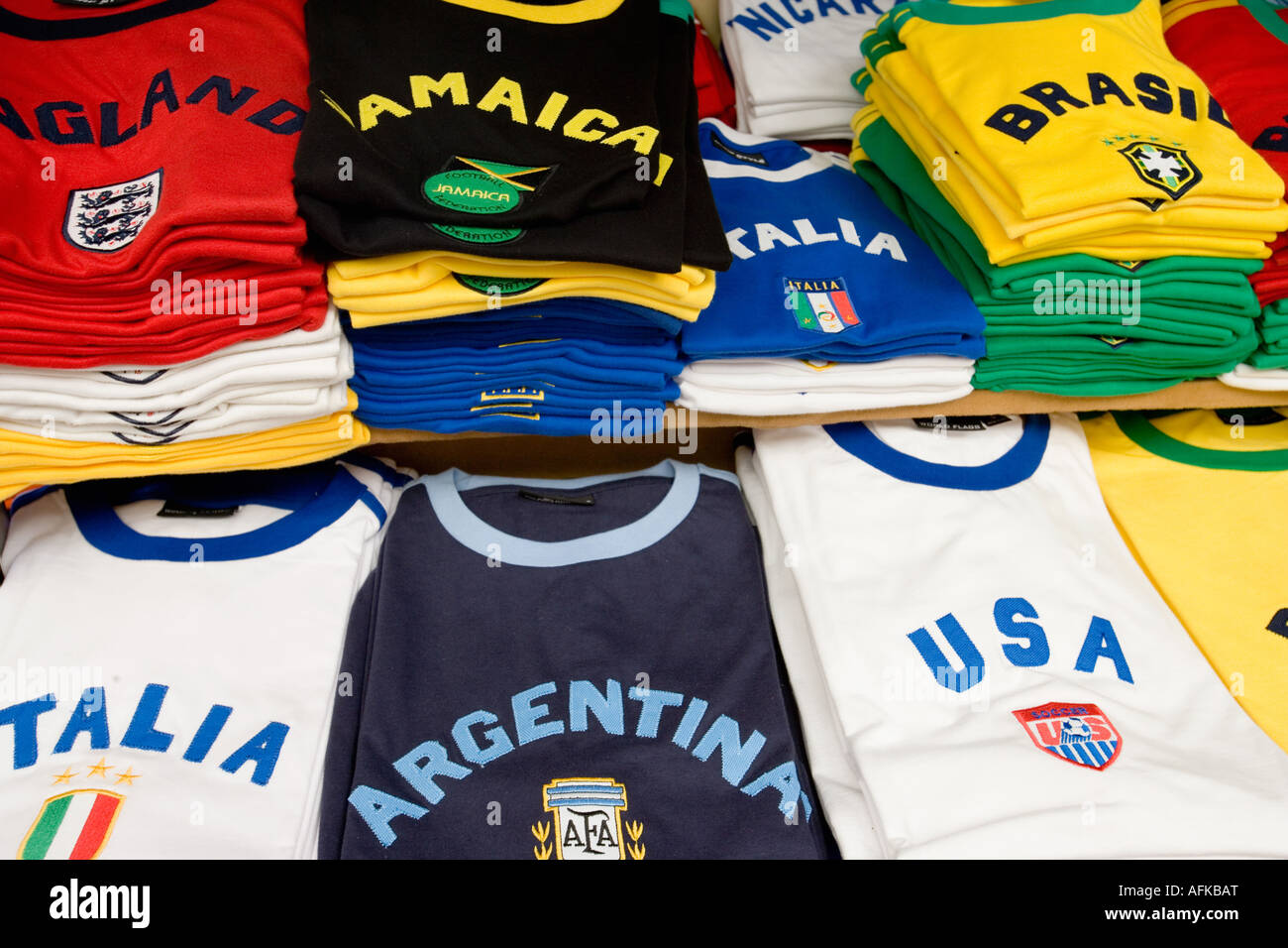 T-shirts with various country names Stock Photo - Alamy