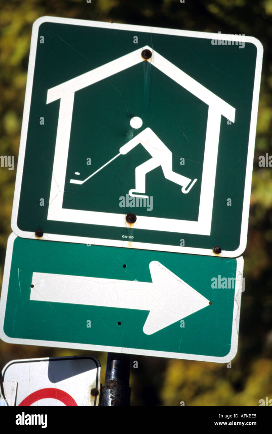 Skating rink sign direction Stock Photo - Alamy