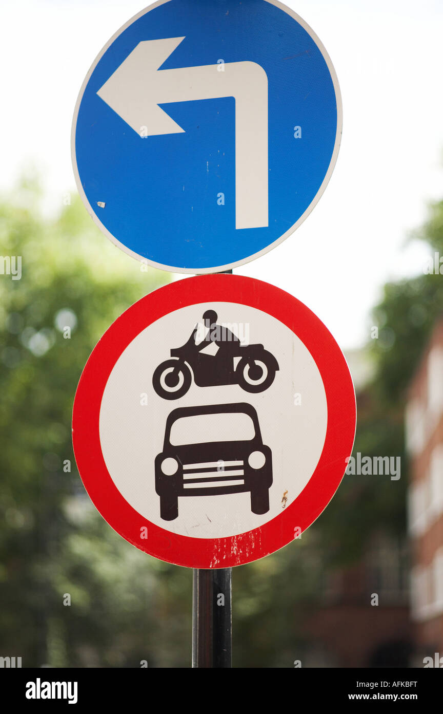 No left turn road sign uk hi-res stock photography and images - Alamy