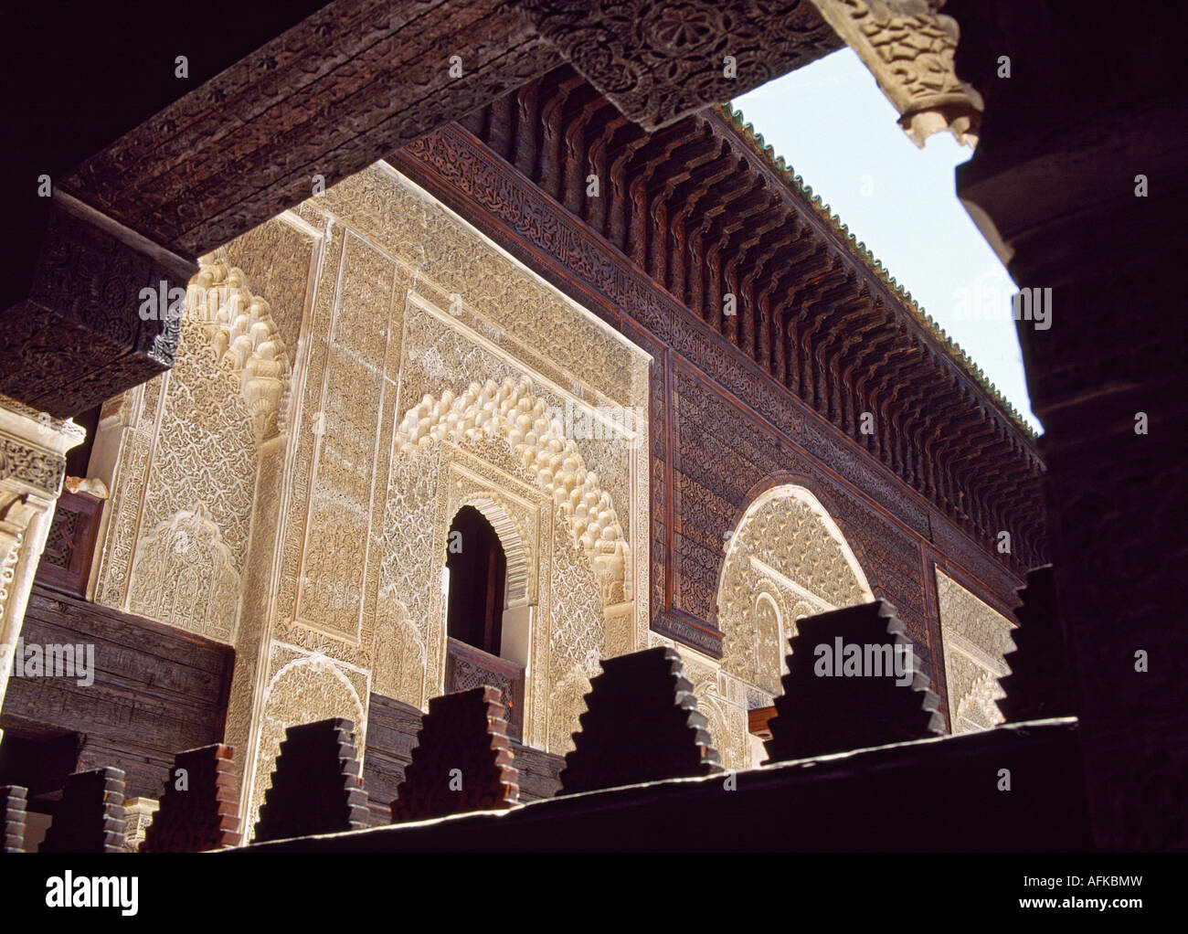 View looking into the interior of the Medersa Bou Inania, in the Medina ...