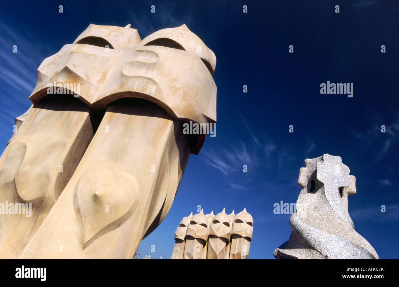 The surreal chimneys of Antoni Gaudi's architectural icon, Casa Mila in ...