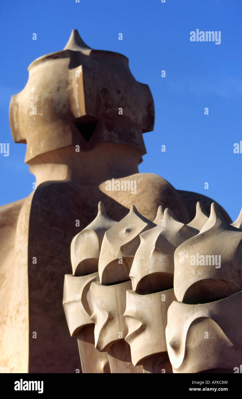 The surreal chimneys of Antoni Gaudi's architectural icon, Casa Mila in ...