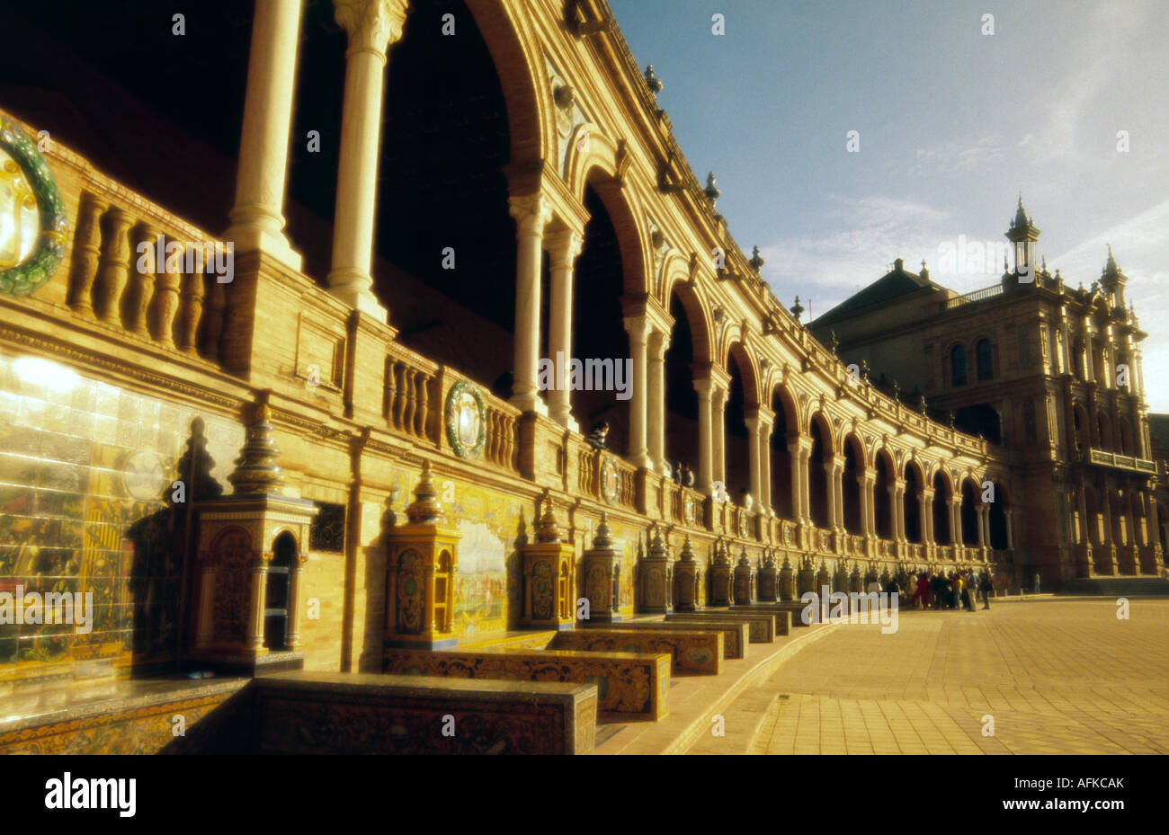 Azulejo scenes decorate the tilework of the semi-circular Plaza de Espa ...