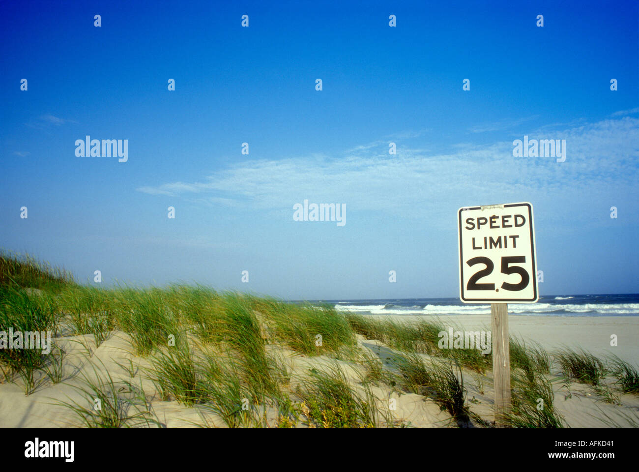 25mph speed limit sign on sand dunes in the Outer Banks of North ...