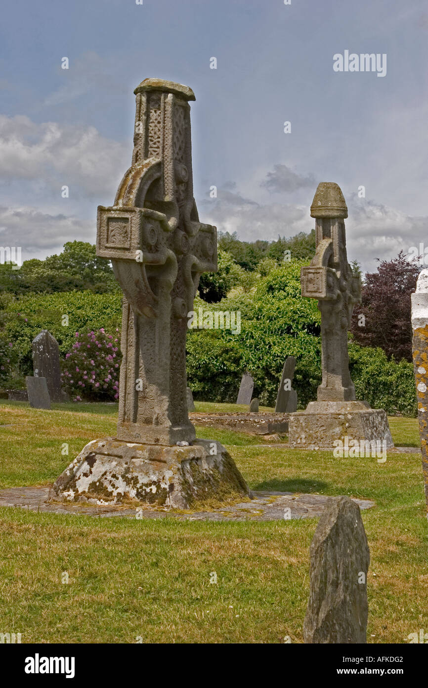Celtic High Crosses at Ahenny, County Tipperary, Ireland Stock Photo ...