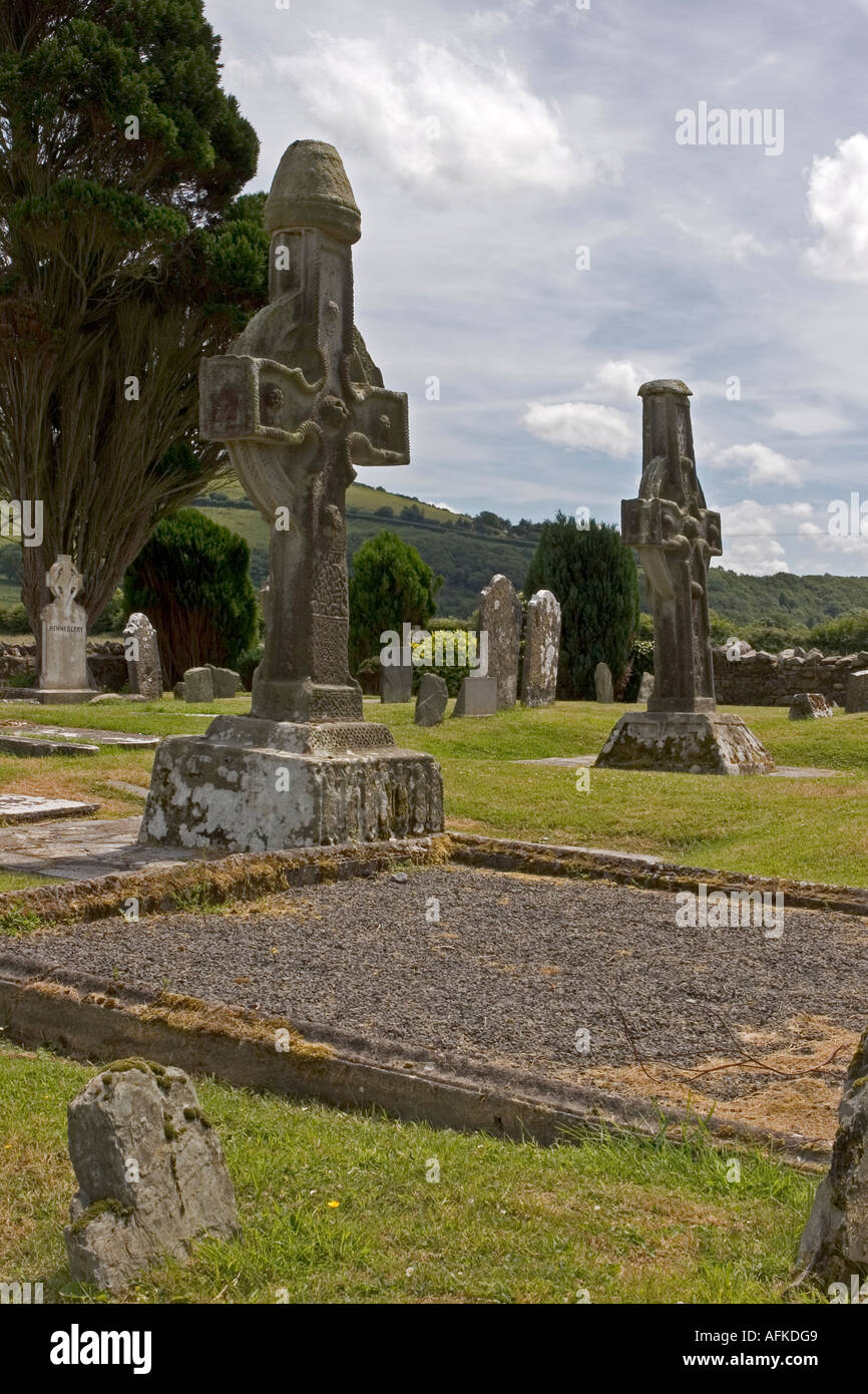 Celtic High Crosses at Ahenny, County Tipperary, Ireland Stock Photo ...