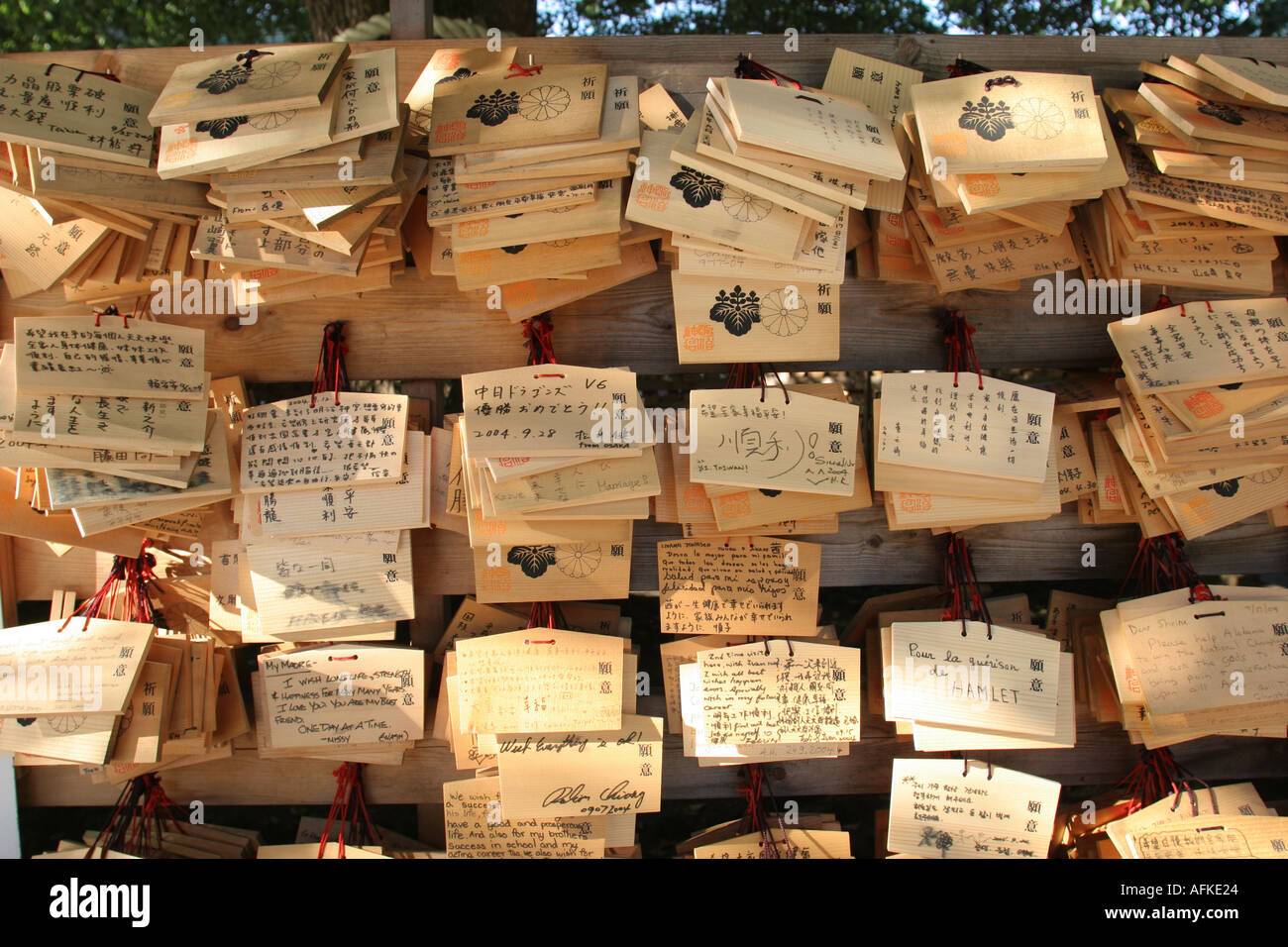 Japan Tokyo Shibuya Ku Meiji Shrine Fortune Prayer Blocks Stock Photo ...