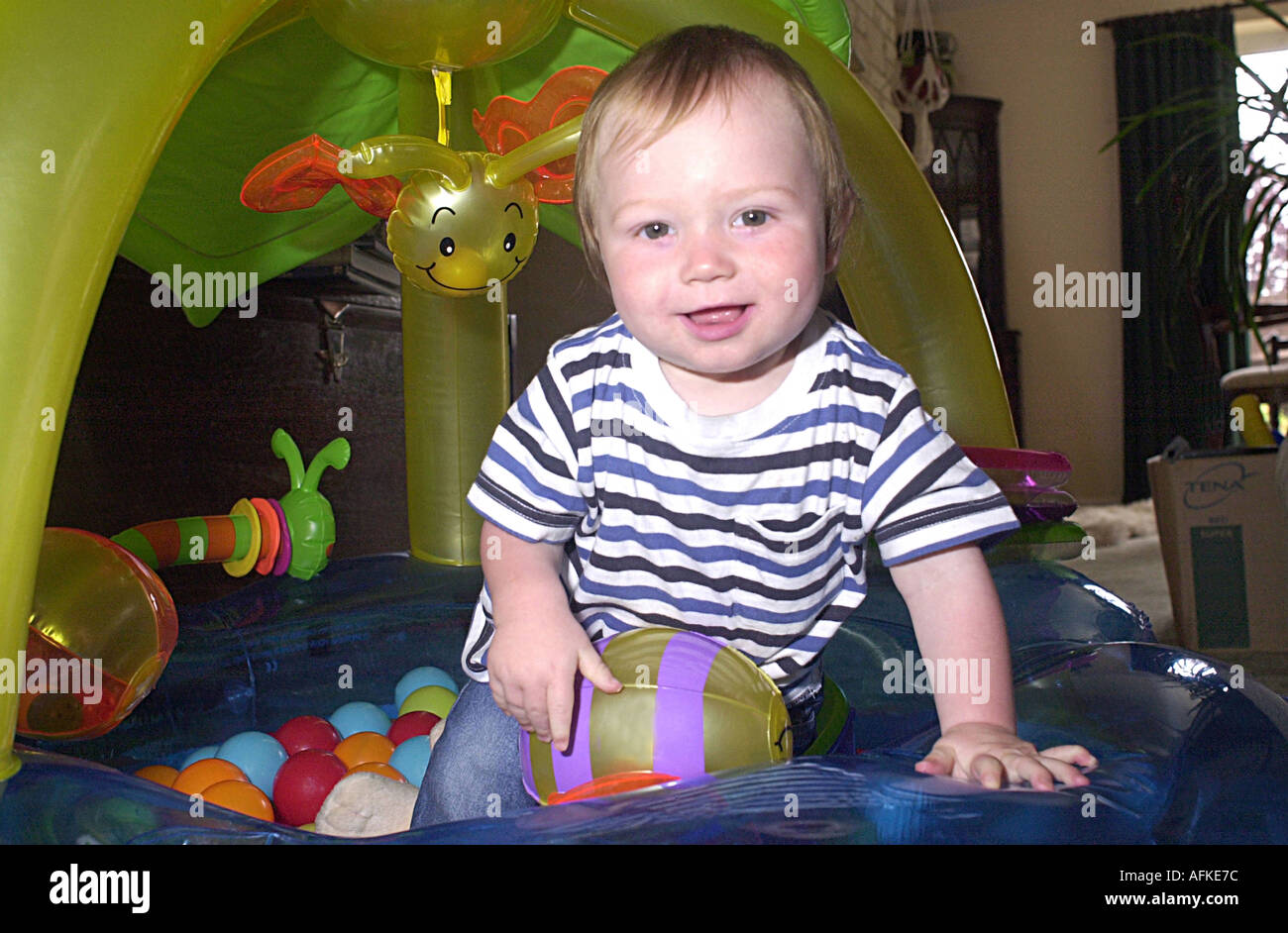 Baby in ball park Stock Photo - Alamy