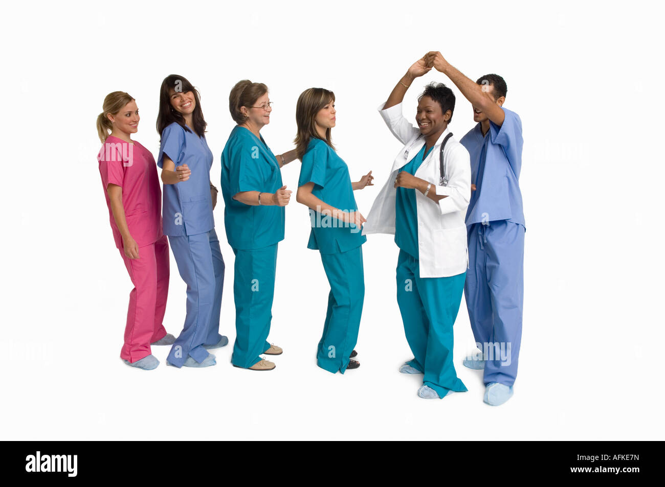 Group portrait of doctors and nurses dancing Stock Photo - Alamy