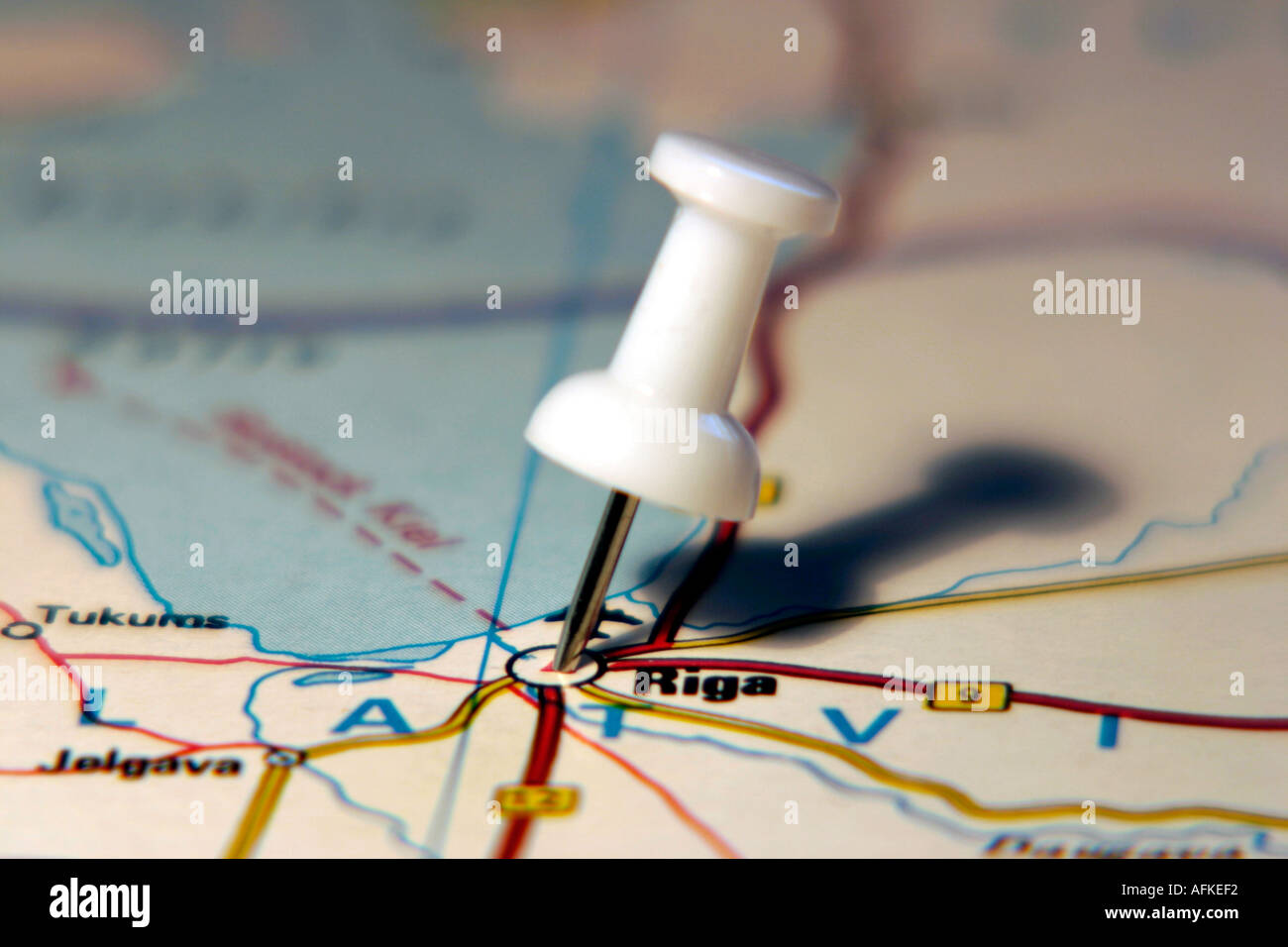 Map Pin pointing to Riga on a road map Stock Photo - Alamy