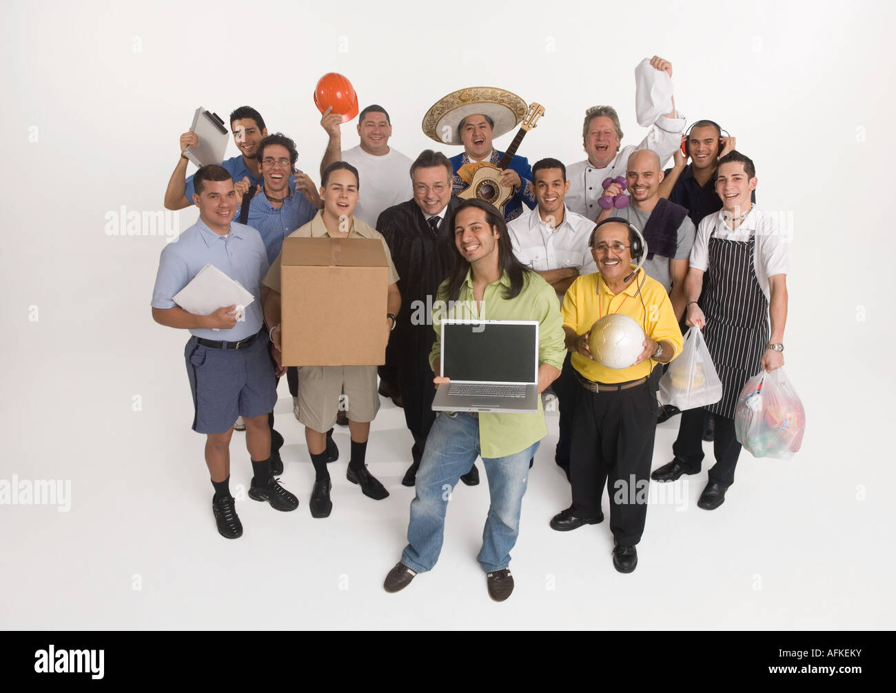 Group portrait of men in different professions Stock Photo - Alamy