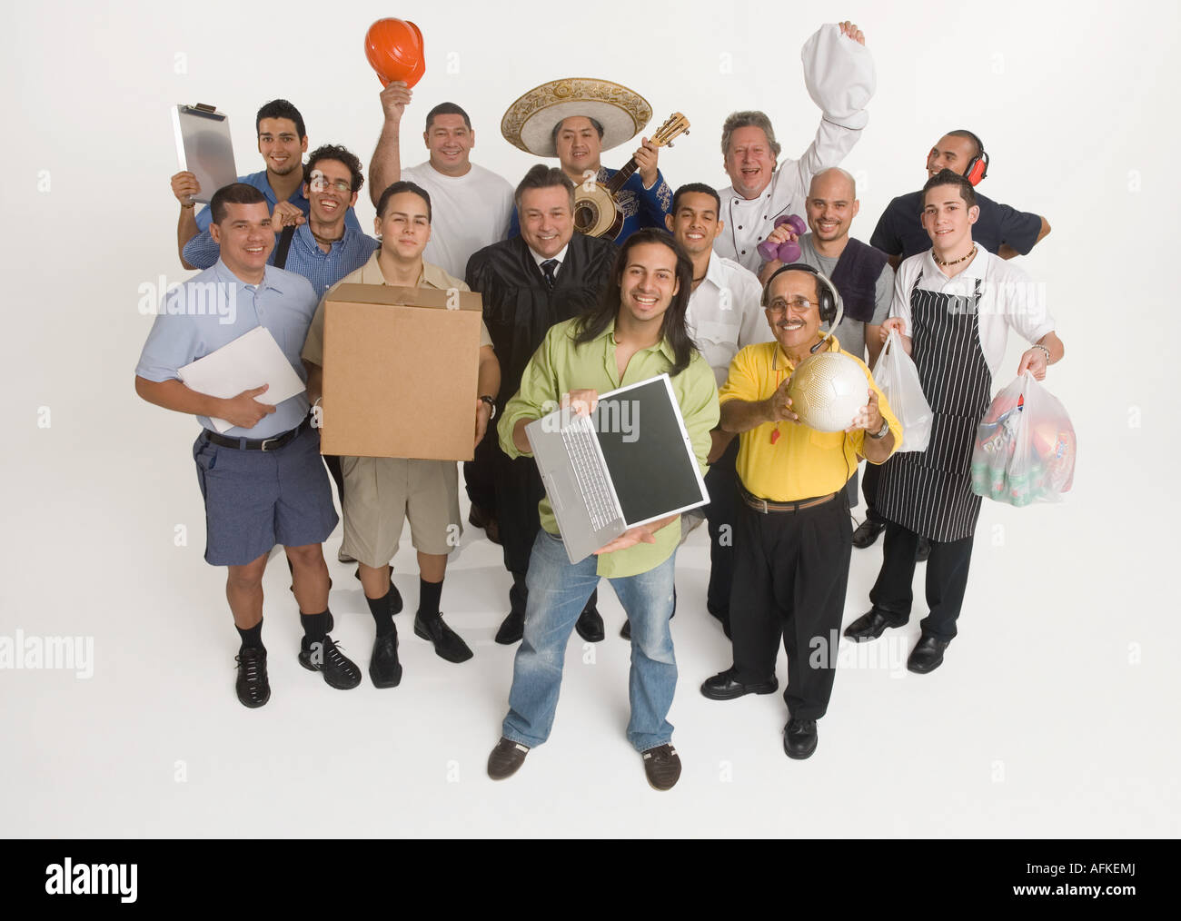 Group portrait of men in different professions Stock Photo - Alamy