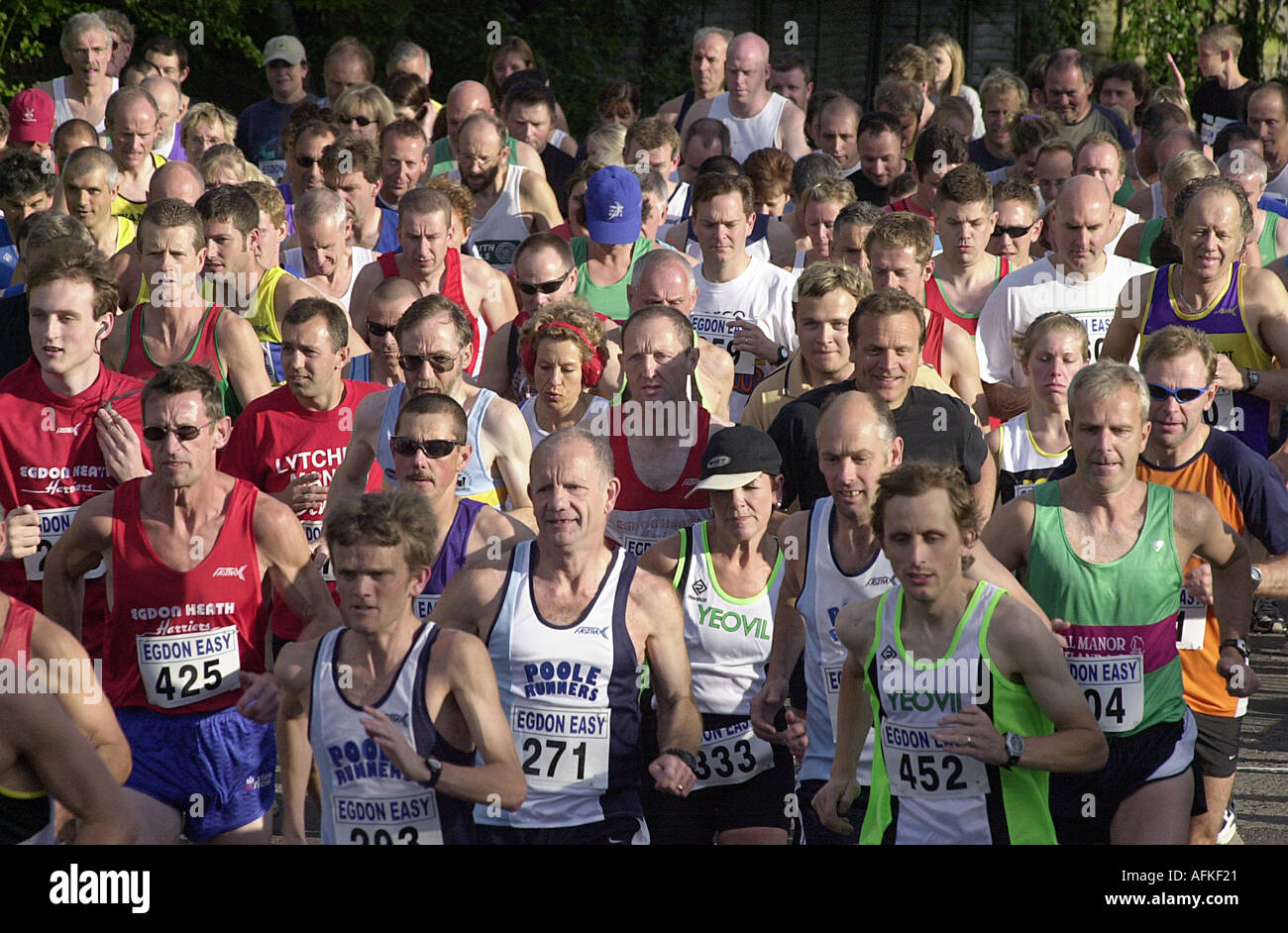 Long distance runners taking part in a mini marathon in the Dorset ...