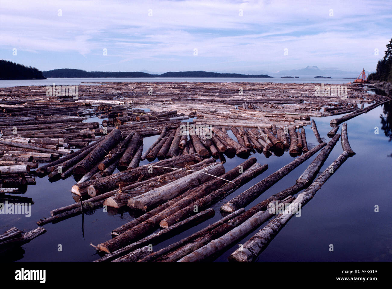 Log Booms at Telegraph Cove on Vancouver Island in British Columbia ...