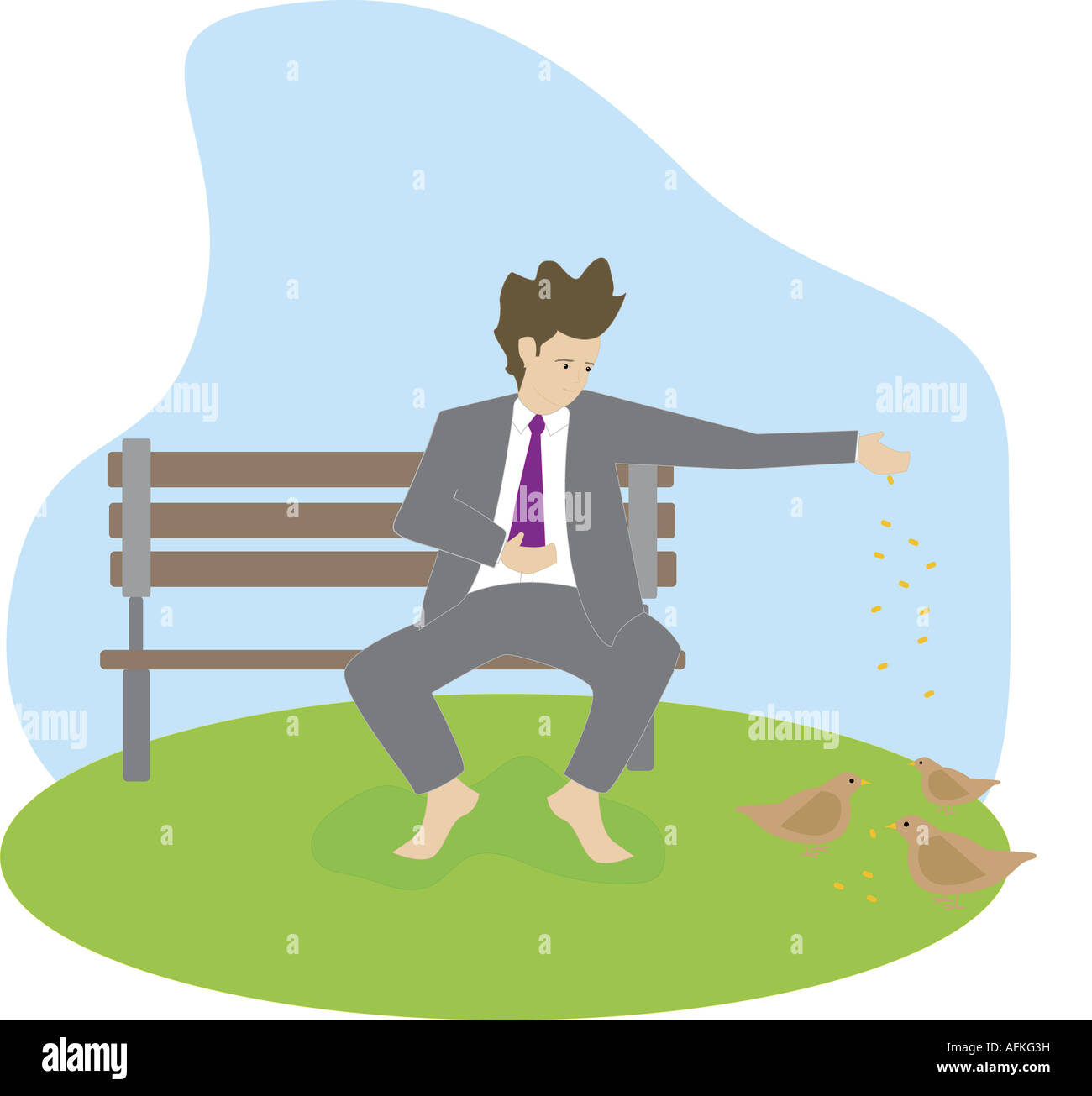 Man on bench feeding birds hi-res stock photography and images - Alamy