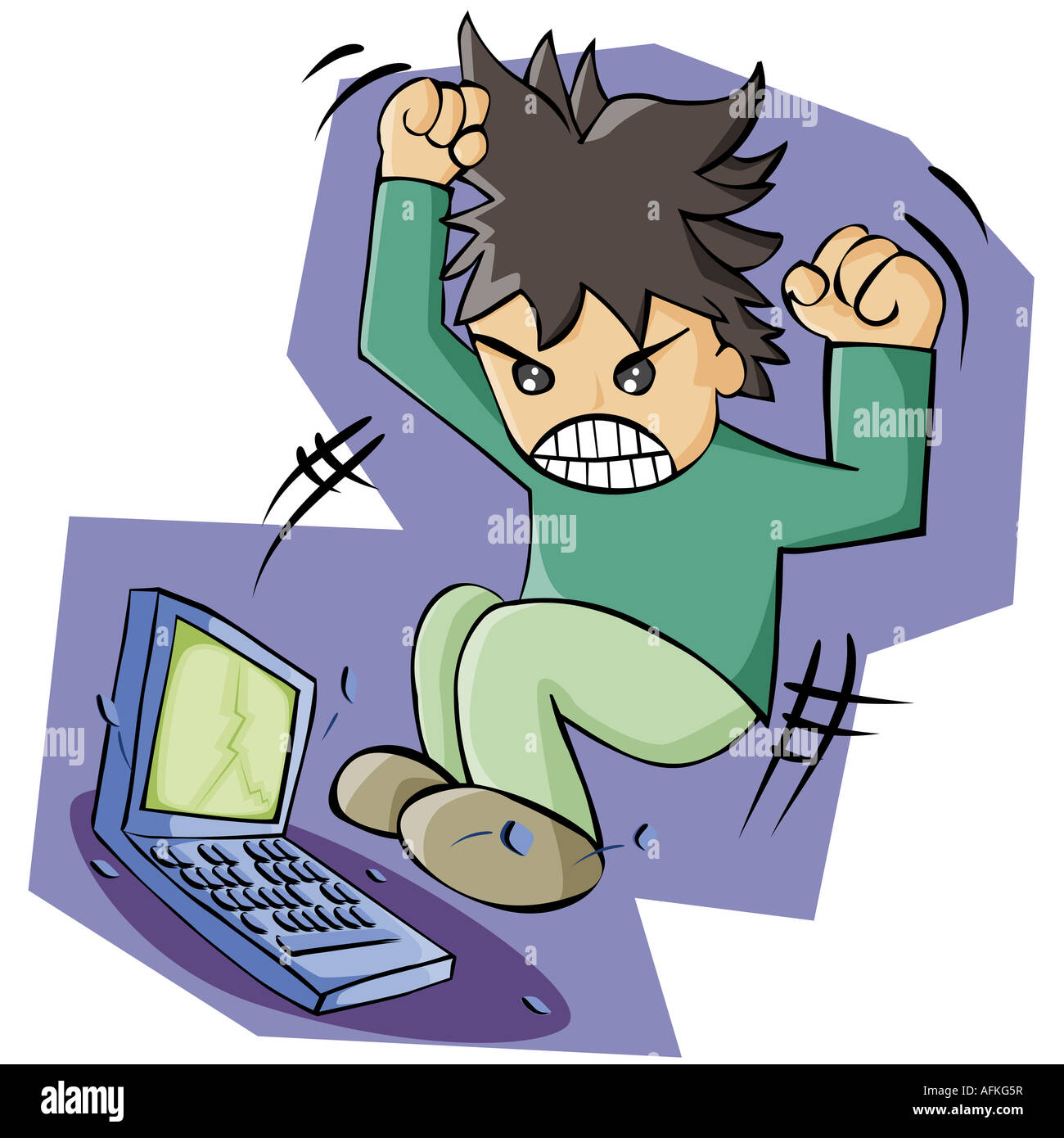 Man jumping on a laptop Stock Photo - Alamy