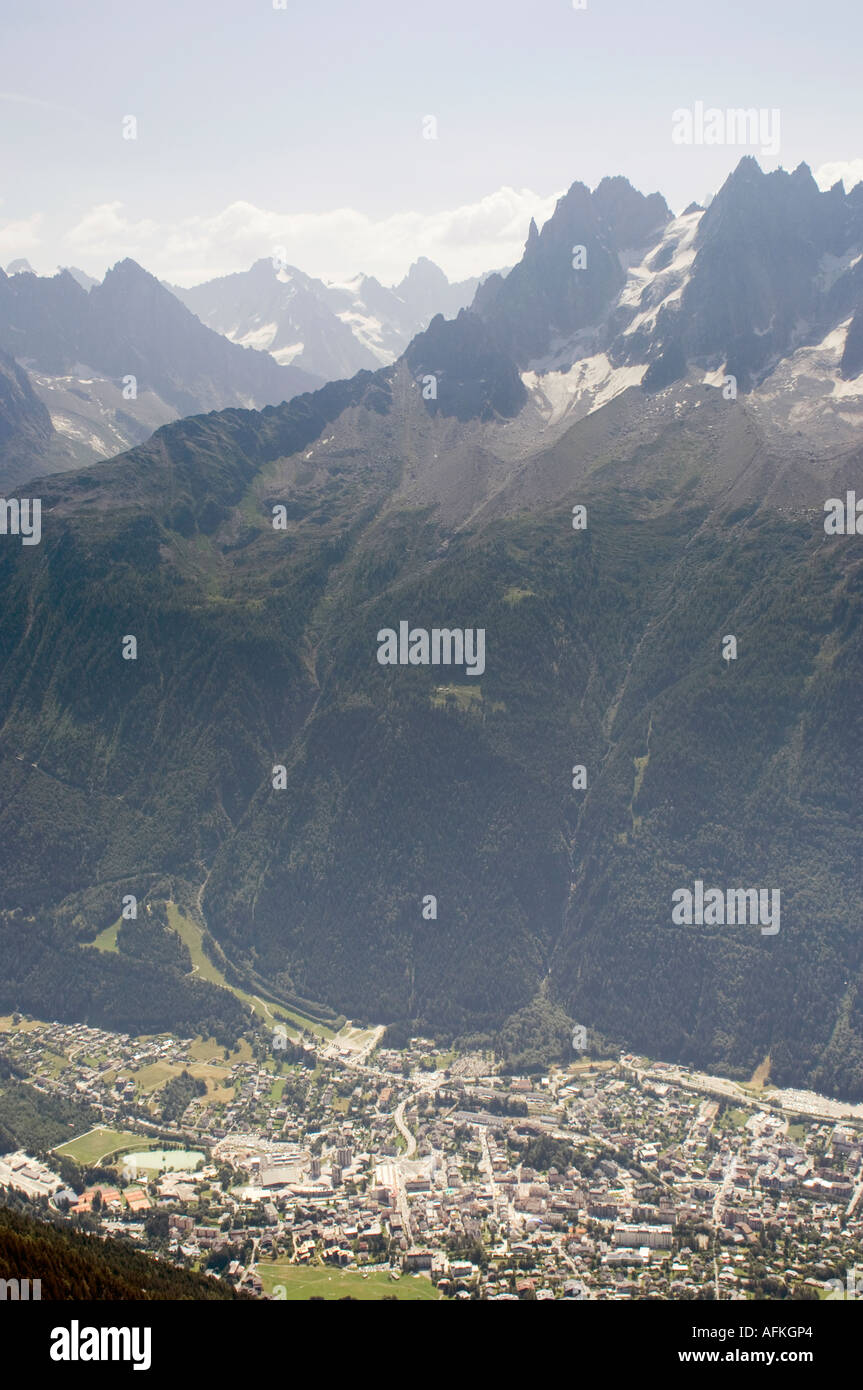 Chamonix from the summit of the Brevent, Haute Savoie, French alps ...
