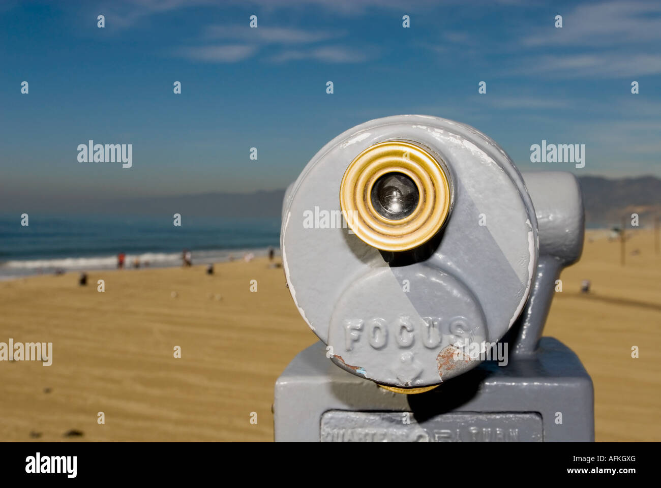 Coin operated sightseeing telescope, Santa Monica California Stock ...