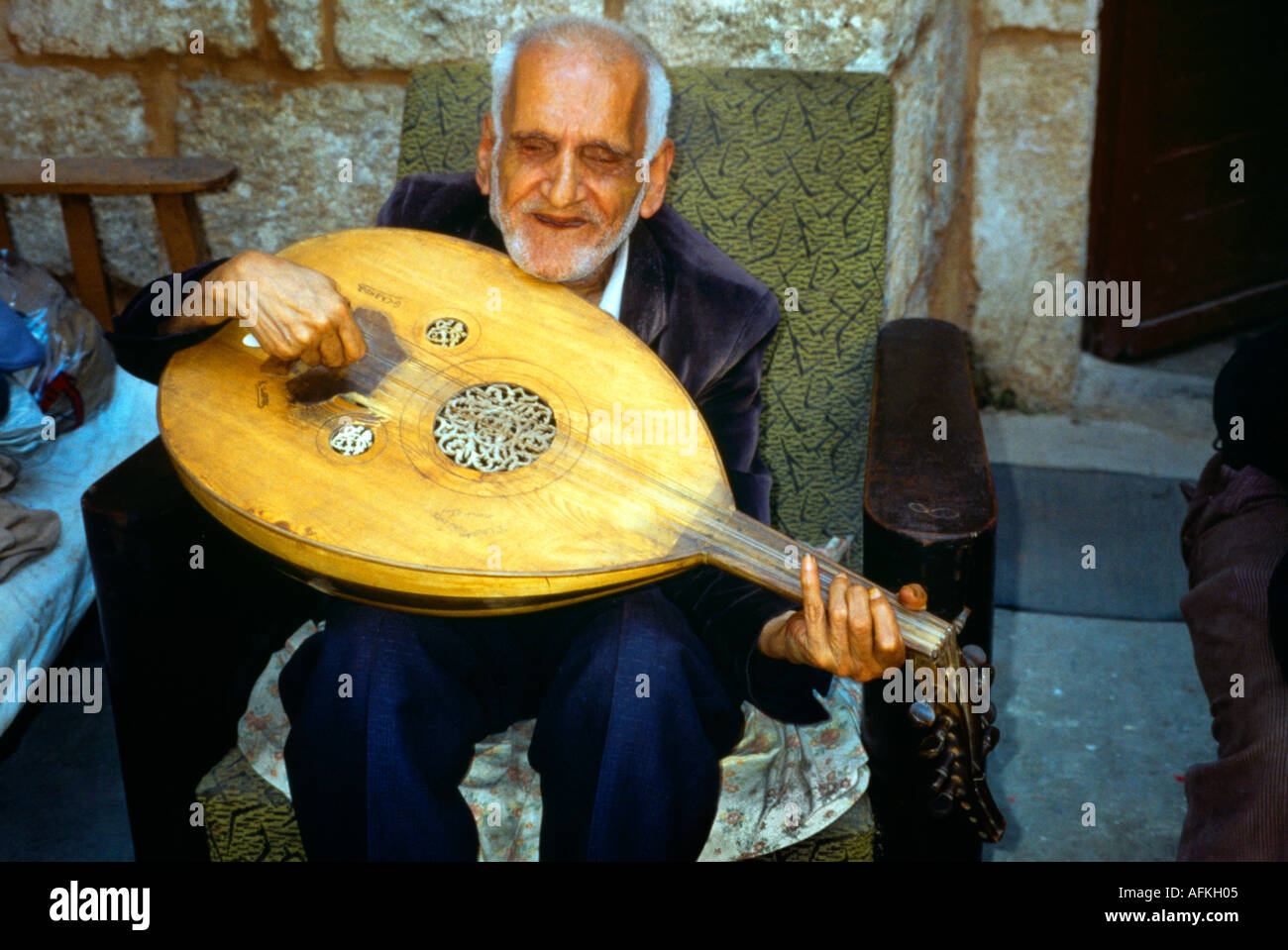 Tripoli Lebanon Blind Oud Player In The Souk Bazaar Stock Photo - Alamy
