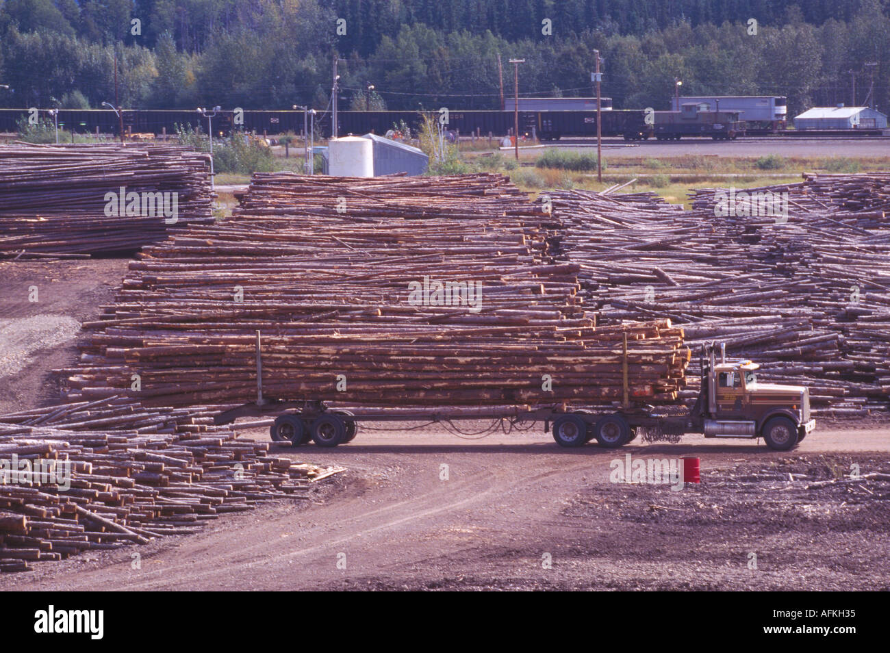 A Logging Truck arriving at a Log Yard near Chetwynd in Northern ...